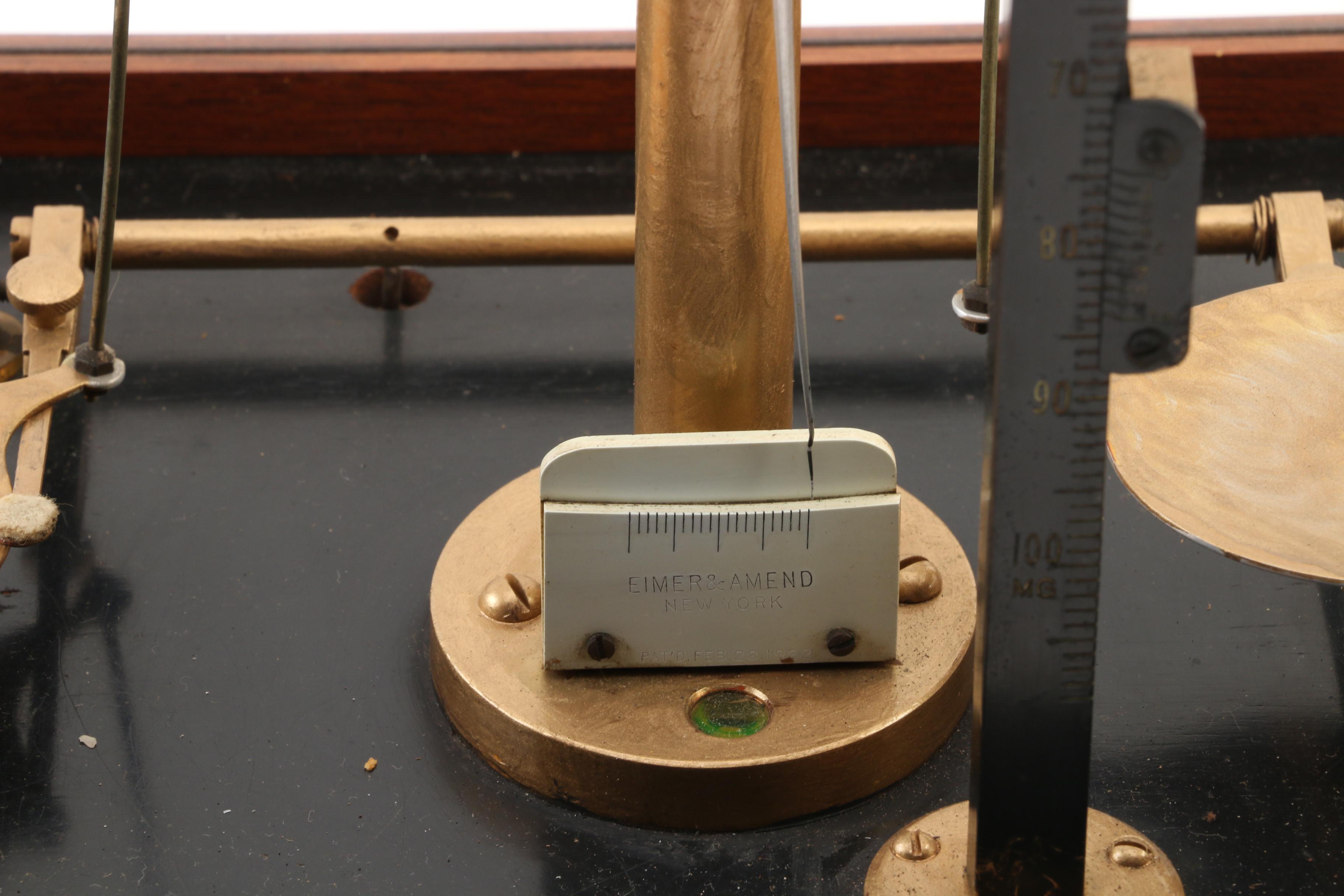 Eimer & Amend Apothecary Balance, Weights in Cabinet, and Brass Balance ...