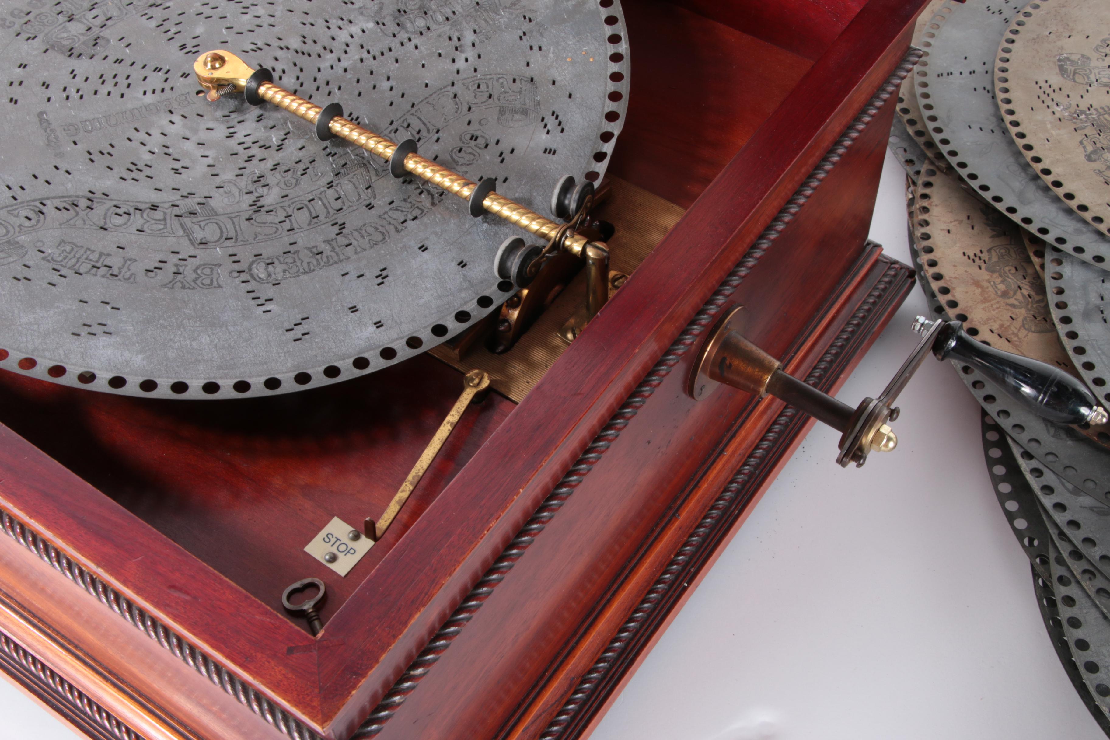 Regina Style 11 Mahogany Music Box with 74 Records, Late 19th Century ...