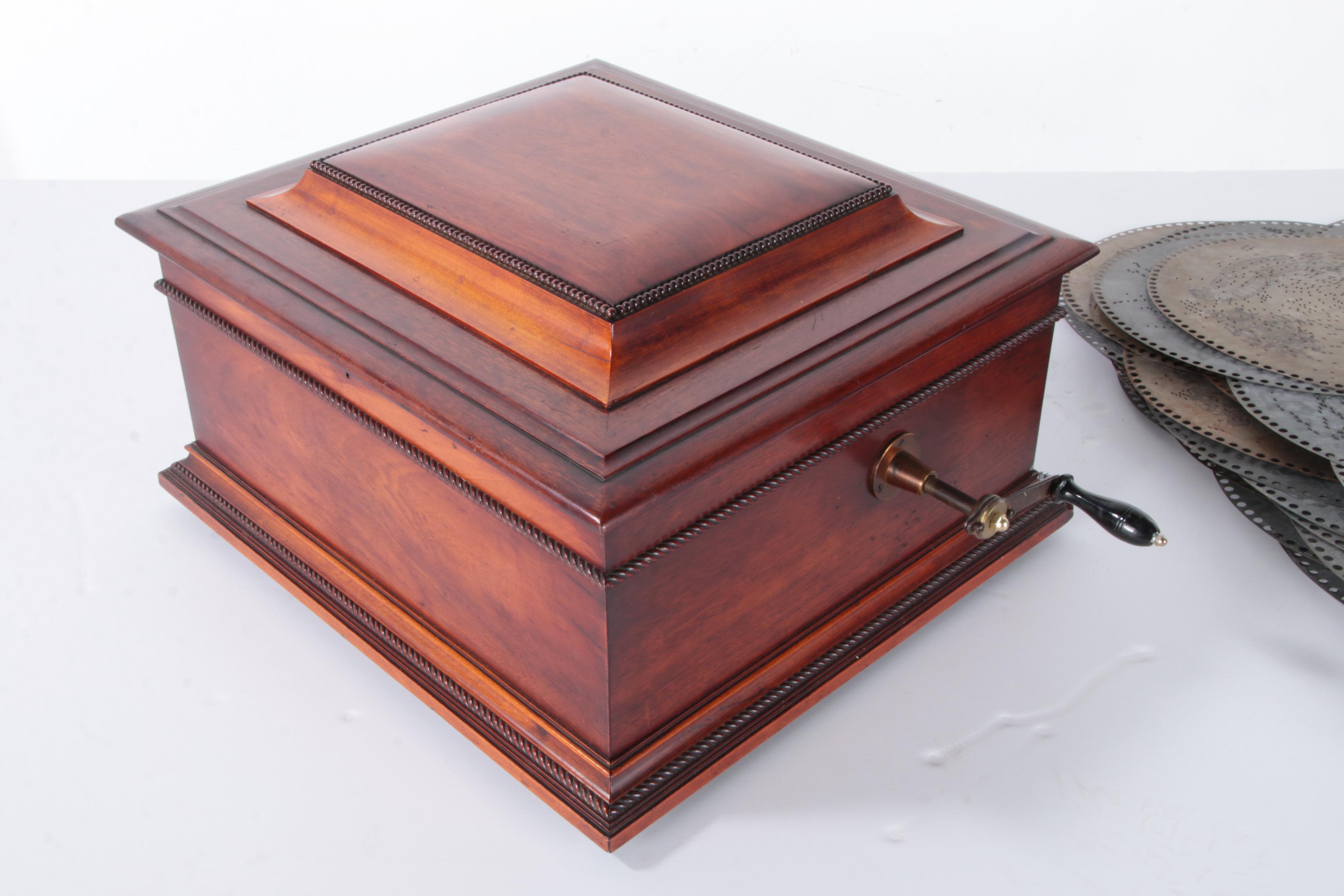 Regina Style 11 Mahogany Music Box with 74 Records, Late 19th Century ...