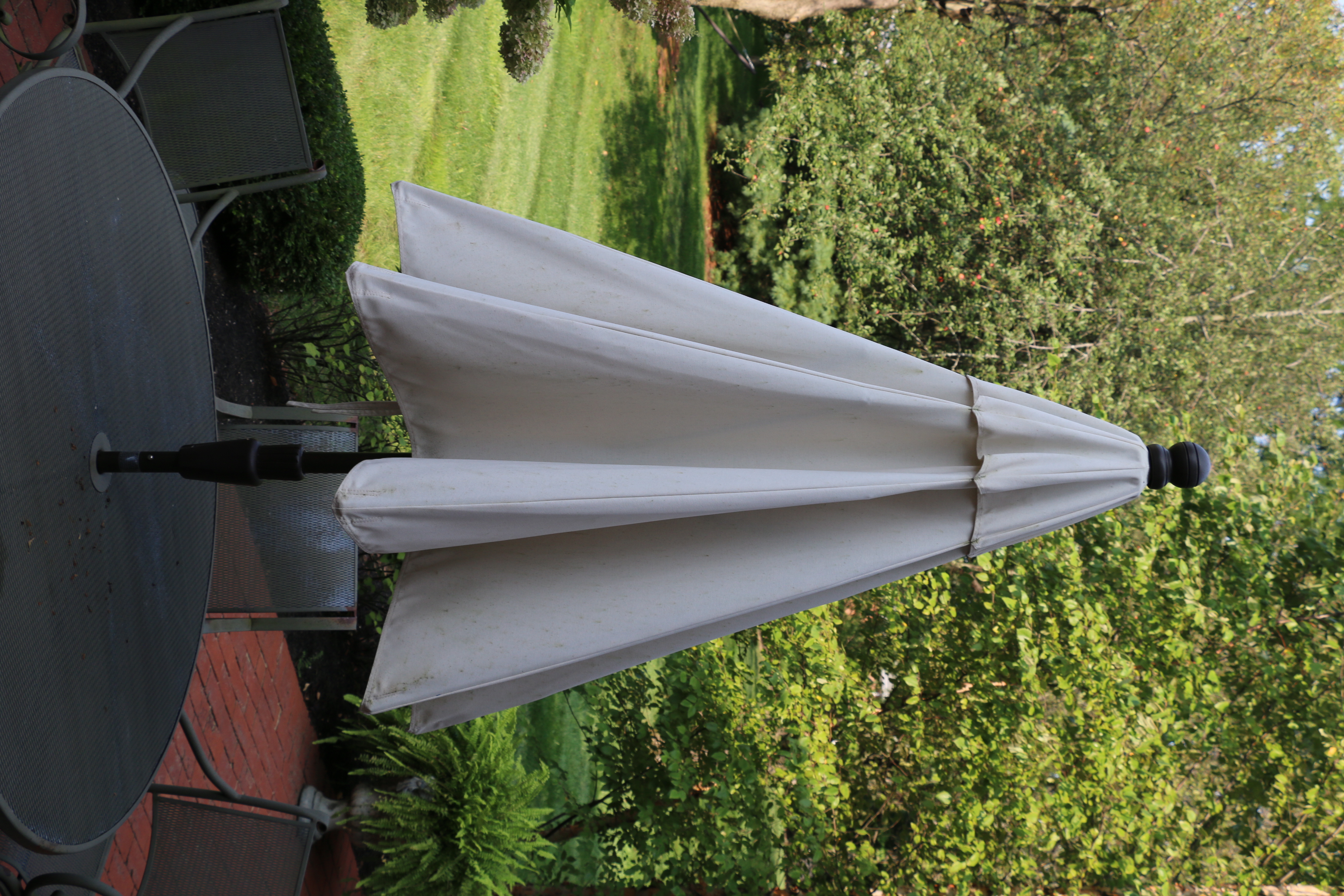 Summer Classics Mesh Metal Patio Table, Umbrella, Chairs and Side Table ...