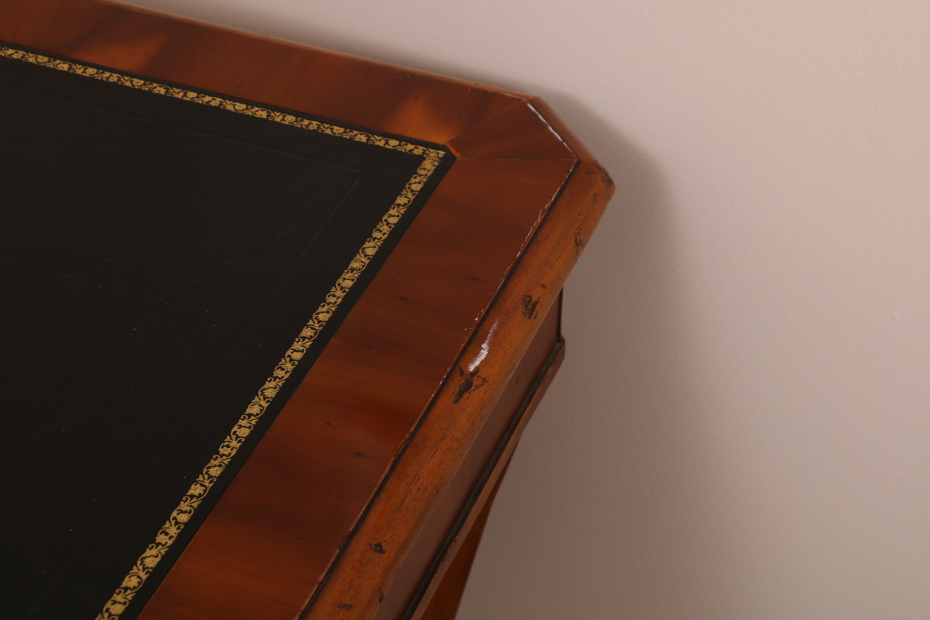 Regency Style Black Leather Table Top Card Table | EBTH