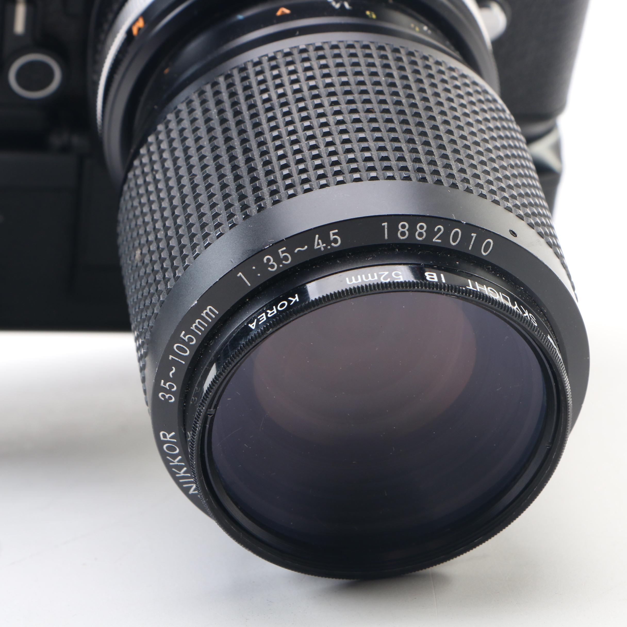 Nikon FA with MD-15 Motor Drive and 35-105mm Zoom Lens | EBTH