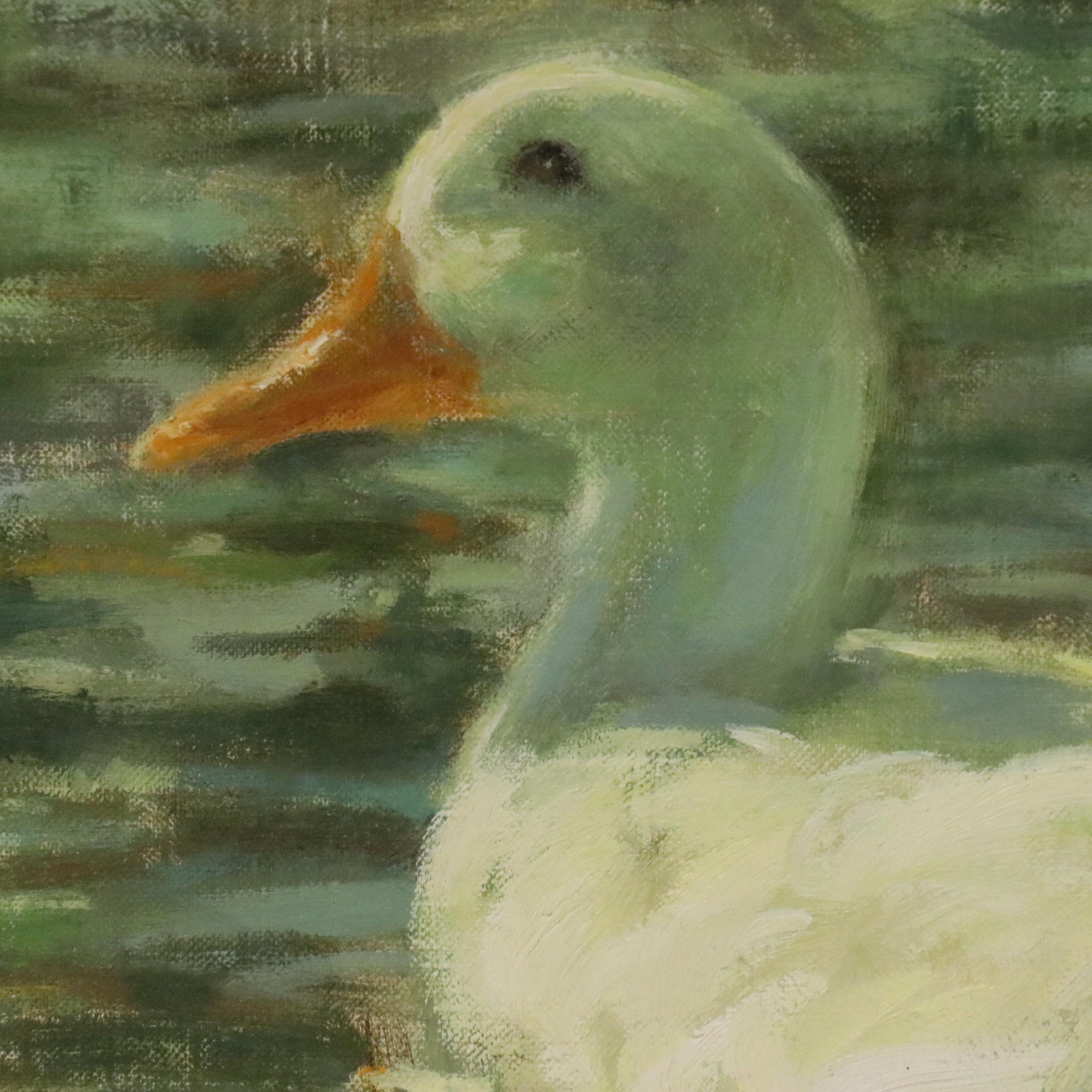 John Galvan Oil Painting of Swimming Duck "Napoleon", 1984 | EBTH