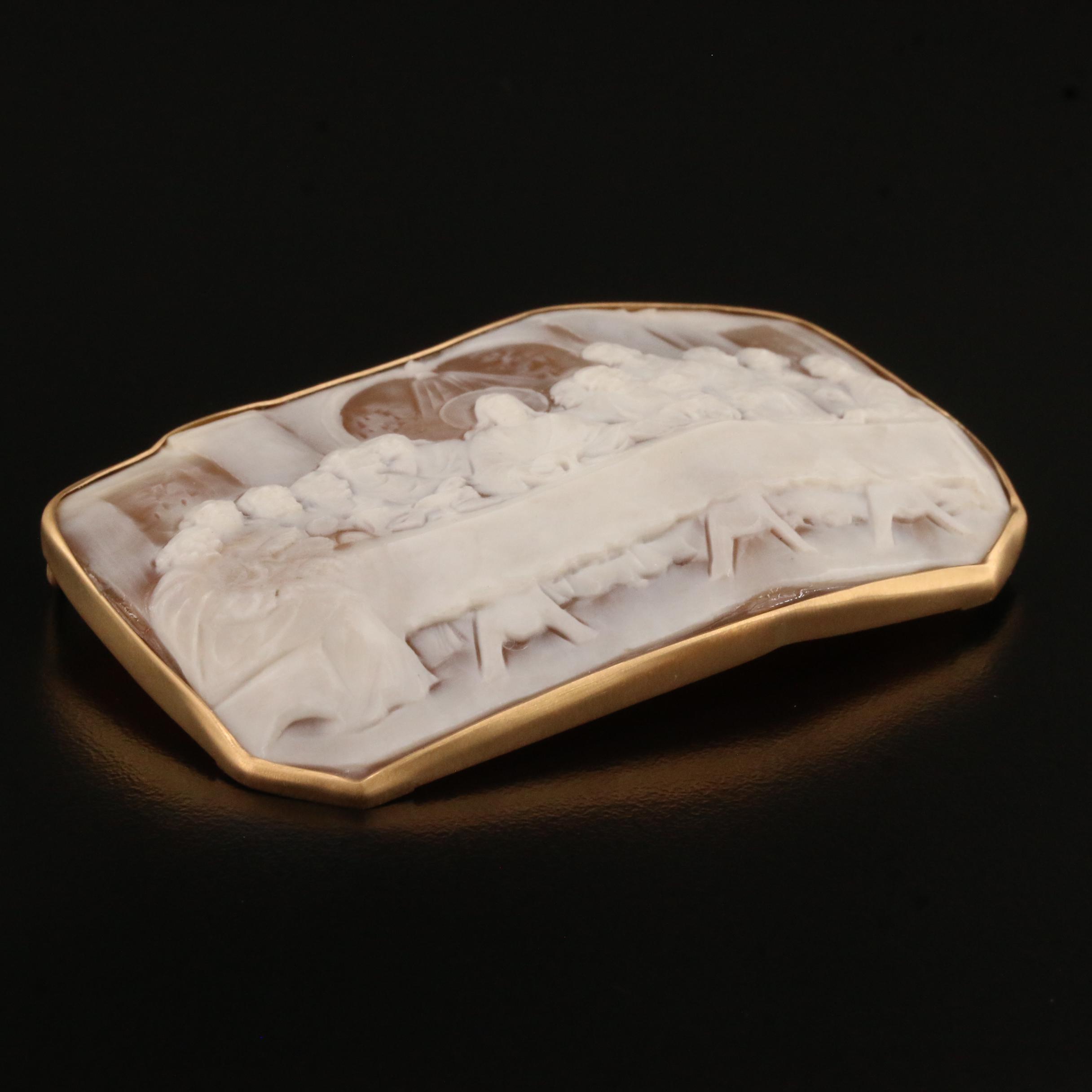 18K Carved Hemet Shell Pendant Depicting DaVinci's "The Last Supper" | EBTH