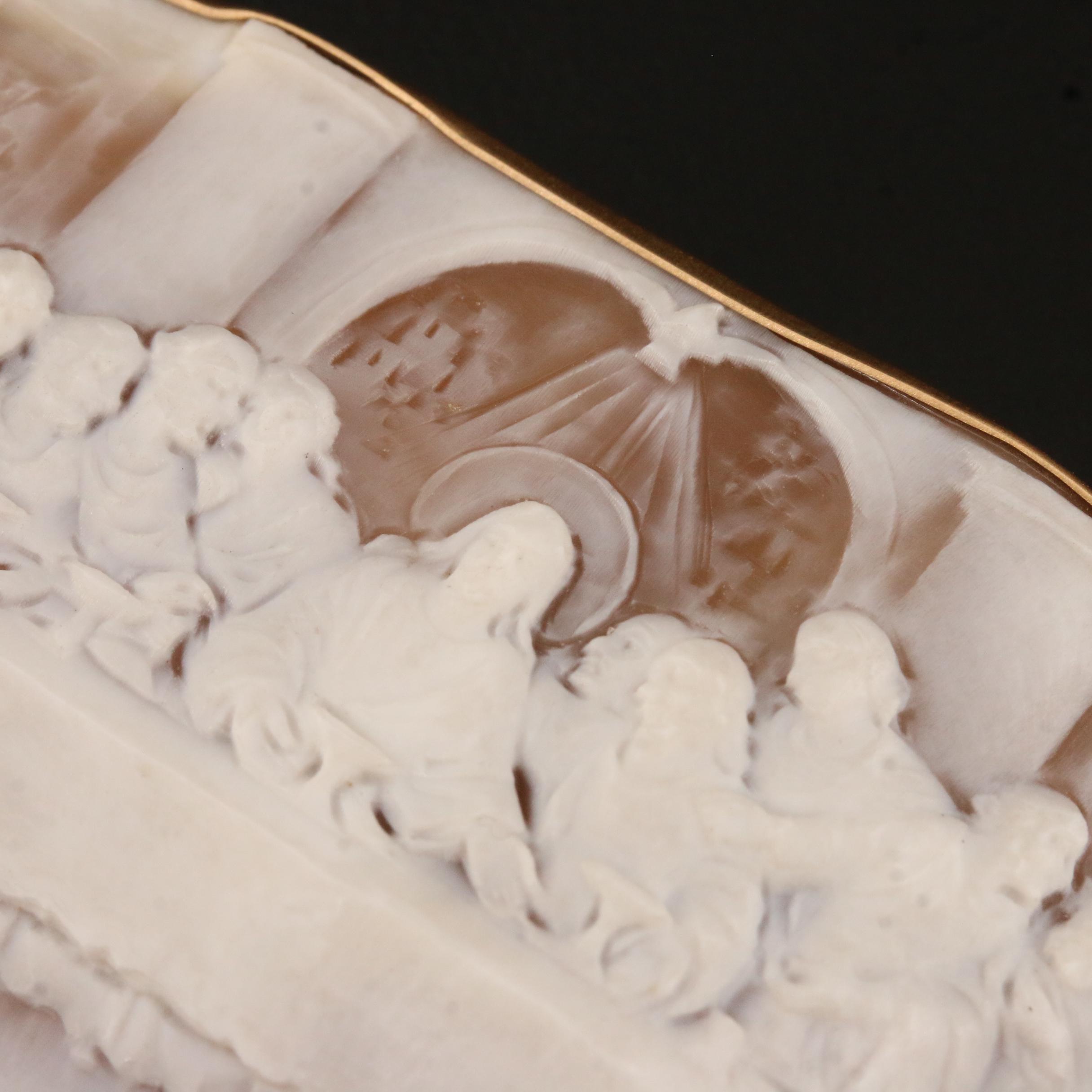 18K Carved Hemet Shell Pendant Depicting DaVinci's "The Last Supper" | EBTH