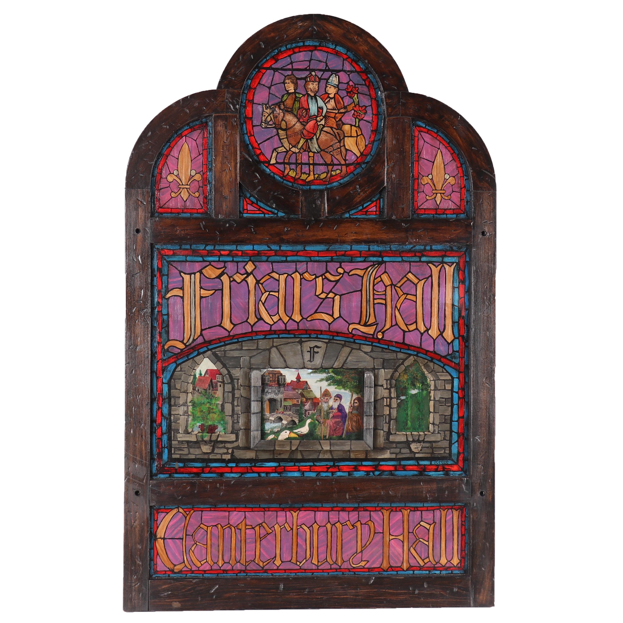Jeff Crowe Painted Wooden Sign for the Drawbridge Inn "Friar's Hall ...