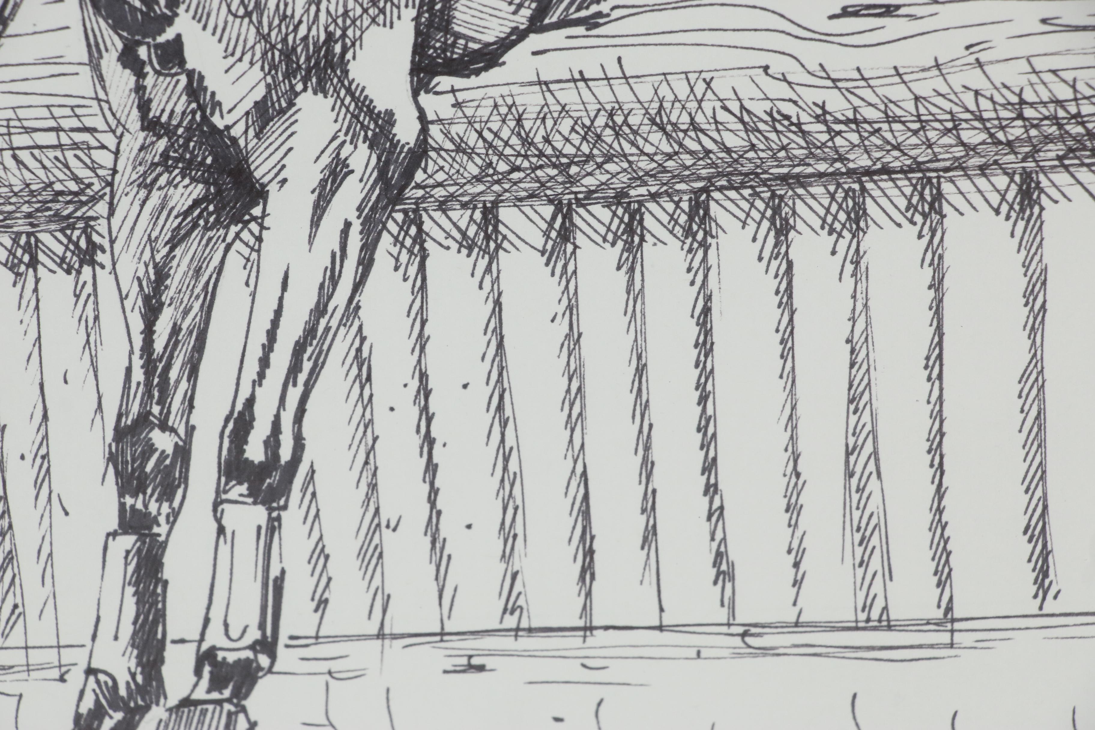 Regina Raab Pen and Ink Drawing "Cron County" 20th Century | EBTH