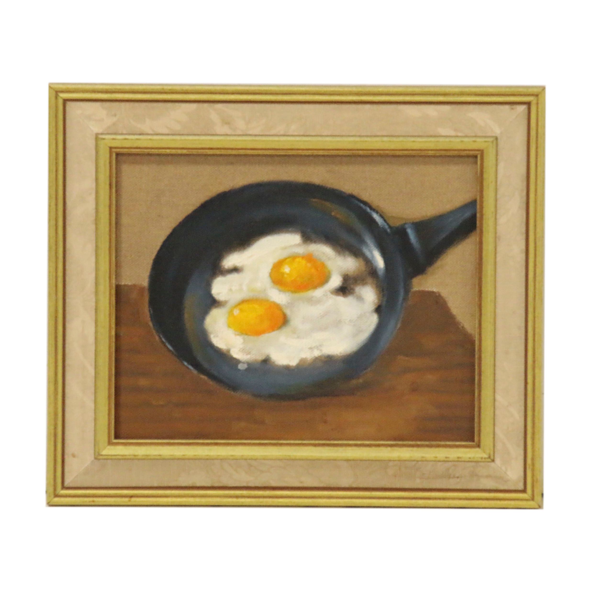 Jacques Zuccaire Still Life Oil Painting of Eggs in Frying Pan | EBTH