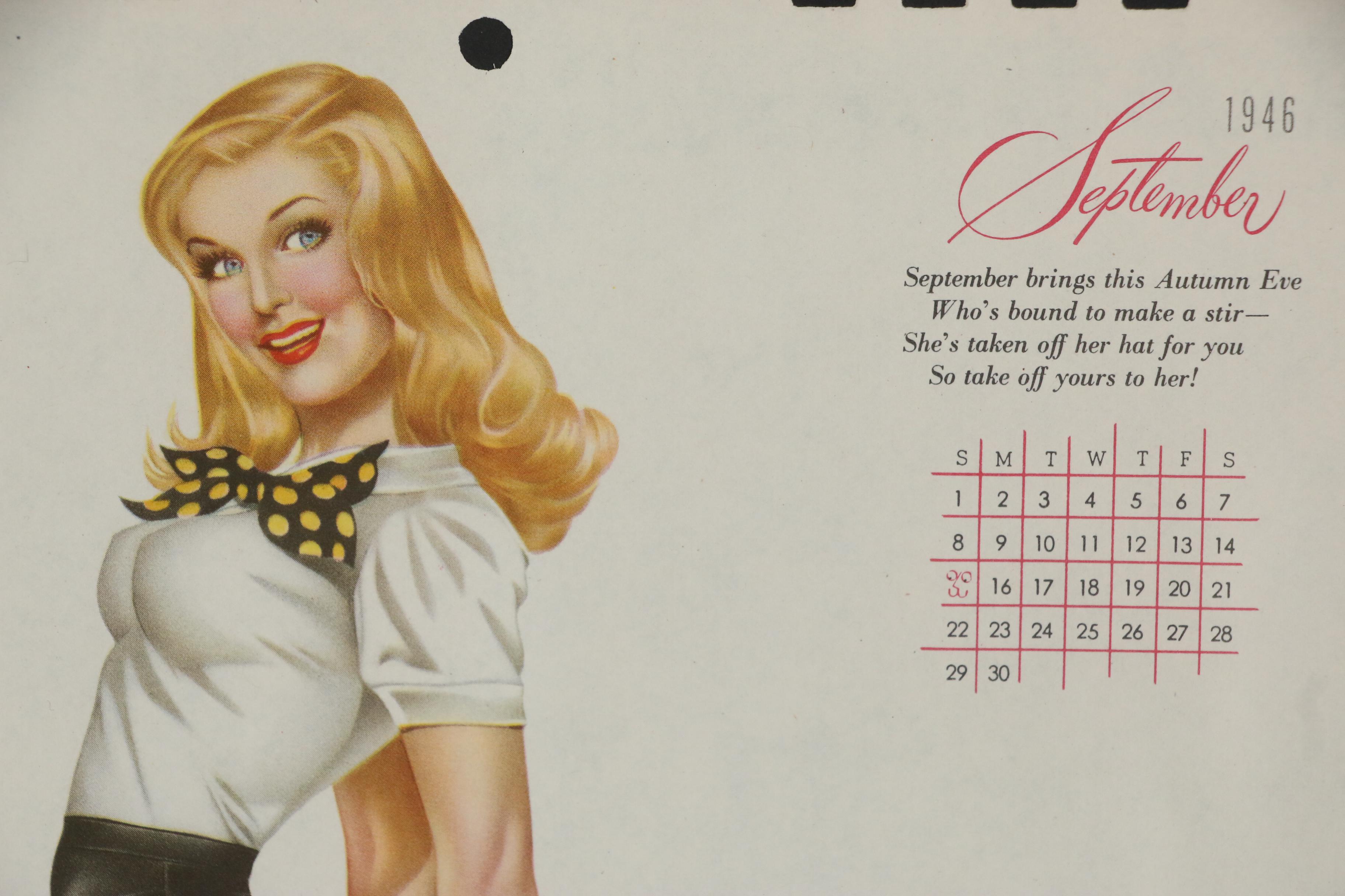 Esquire Calendar Offset Lithograph after Alberto Vargas "September ...