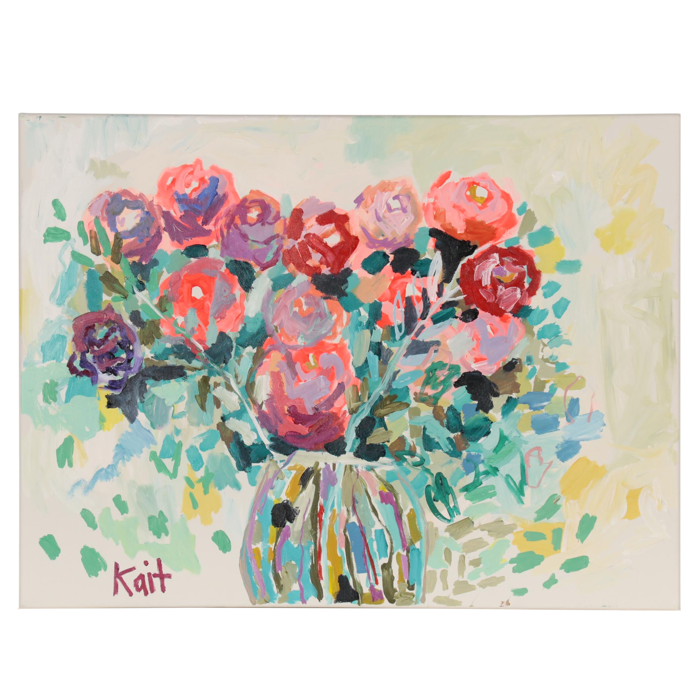 Kait Roberts Floral Still Life Acrylic Painting "You're Allowed to Be ...