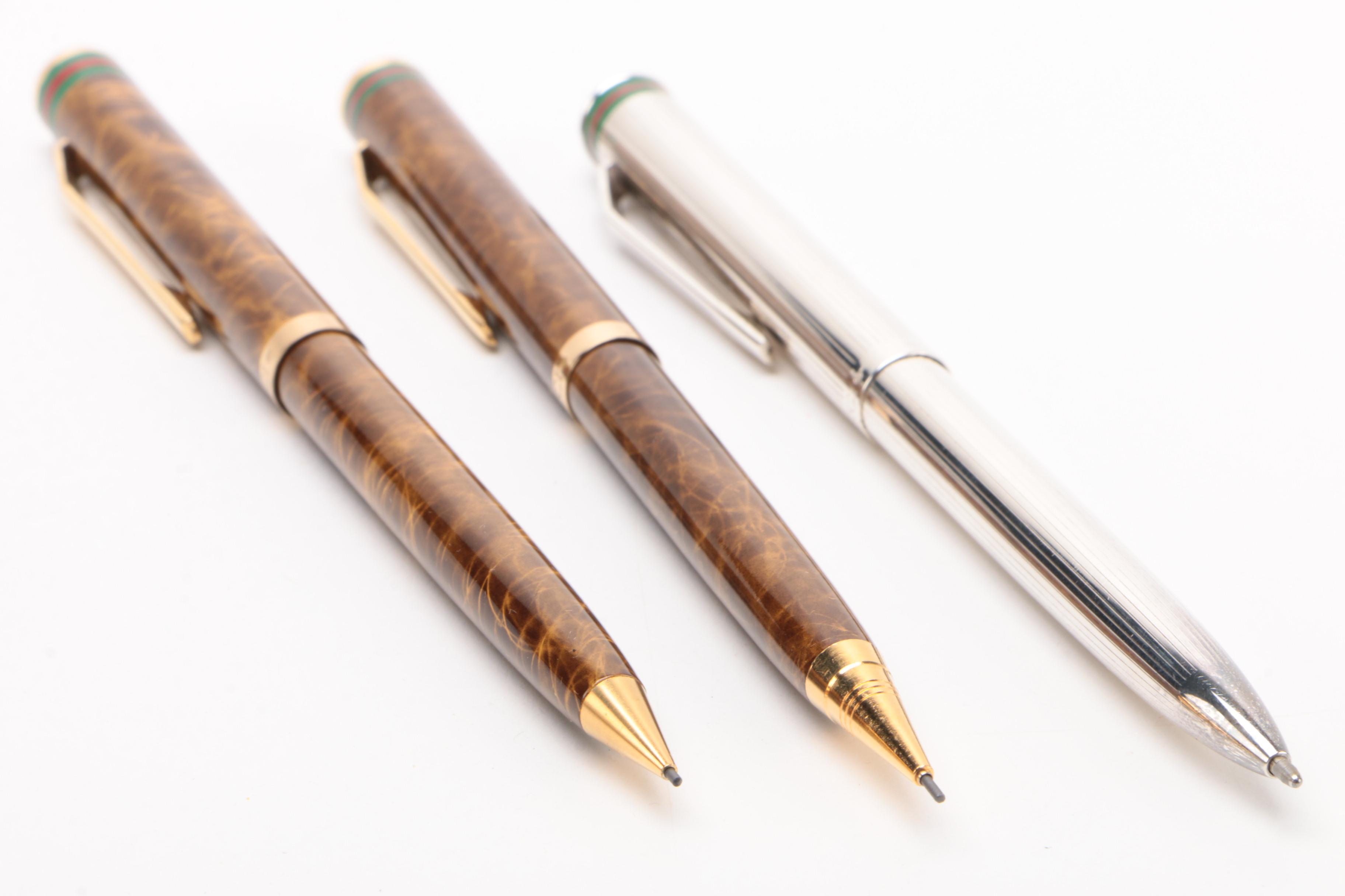 Gucci Ballpoint Pen and Marbled Resin Mechanical Pencils | EBTH