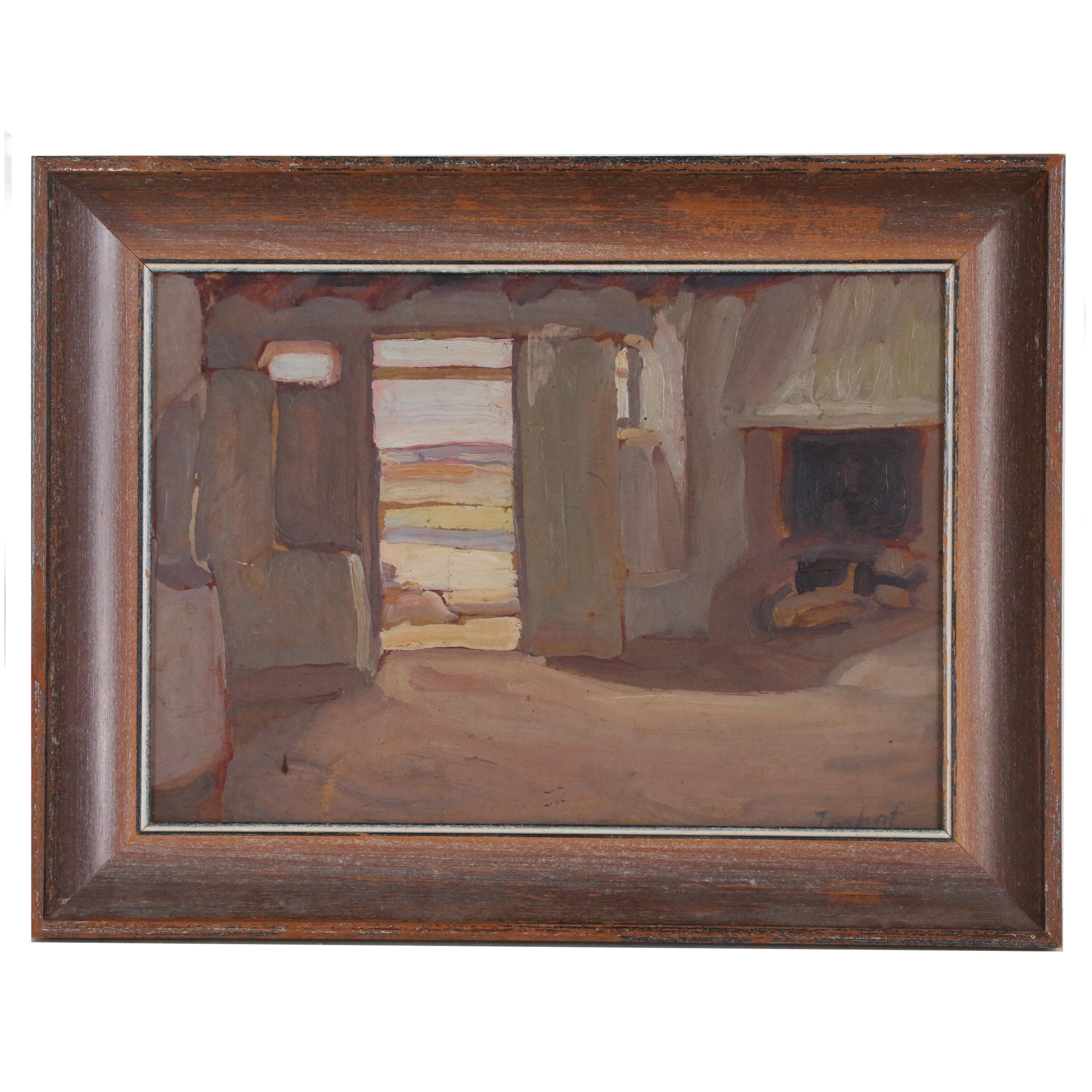 Joseph Imhof Oil Paitning of an Interior Scene, 20th Century | EBTH