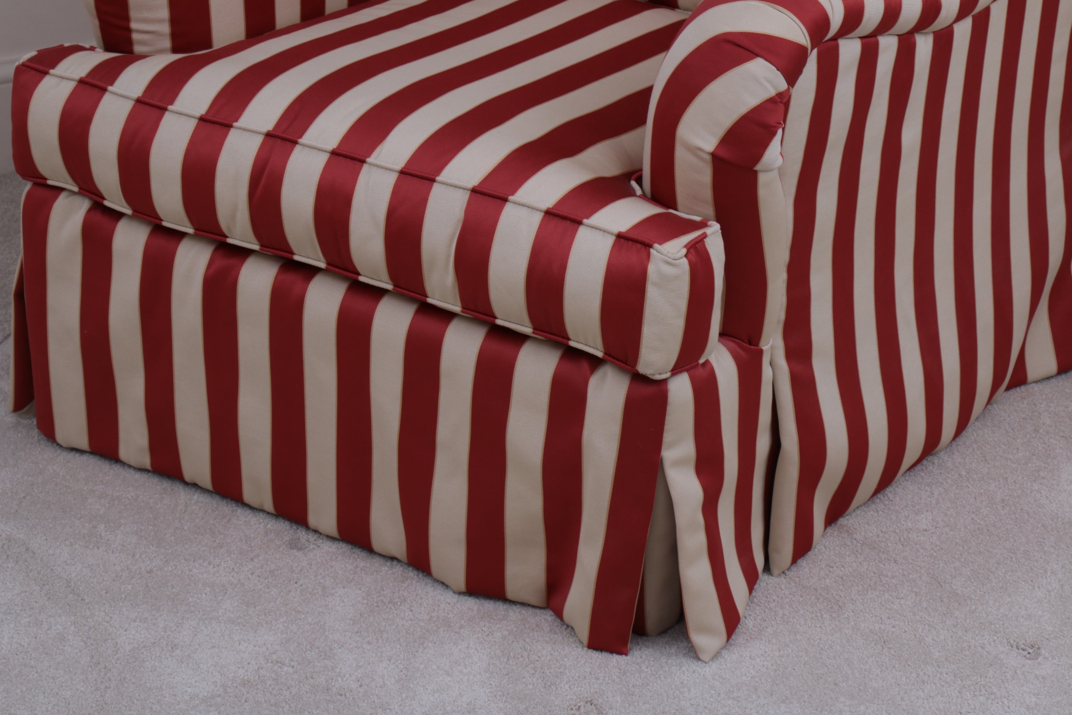Century Furniture Striped Fabric Club Chair with Ottoman | EBTH