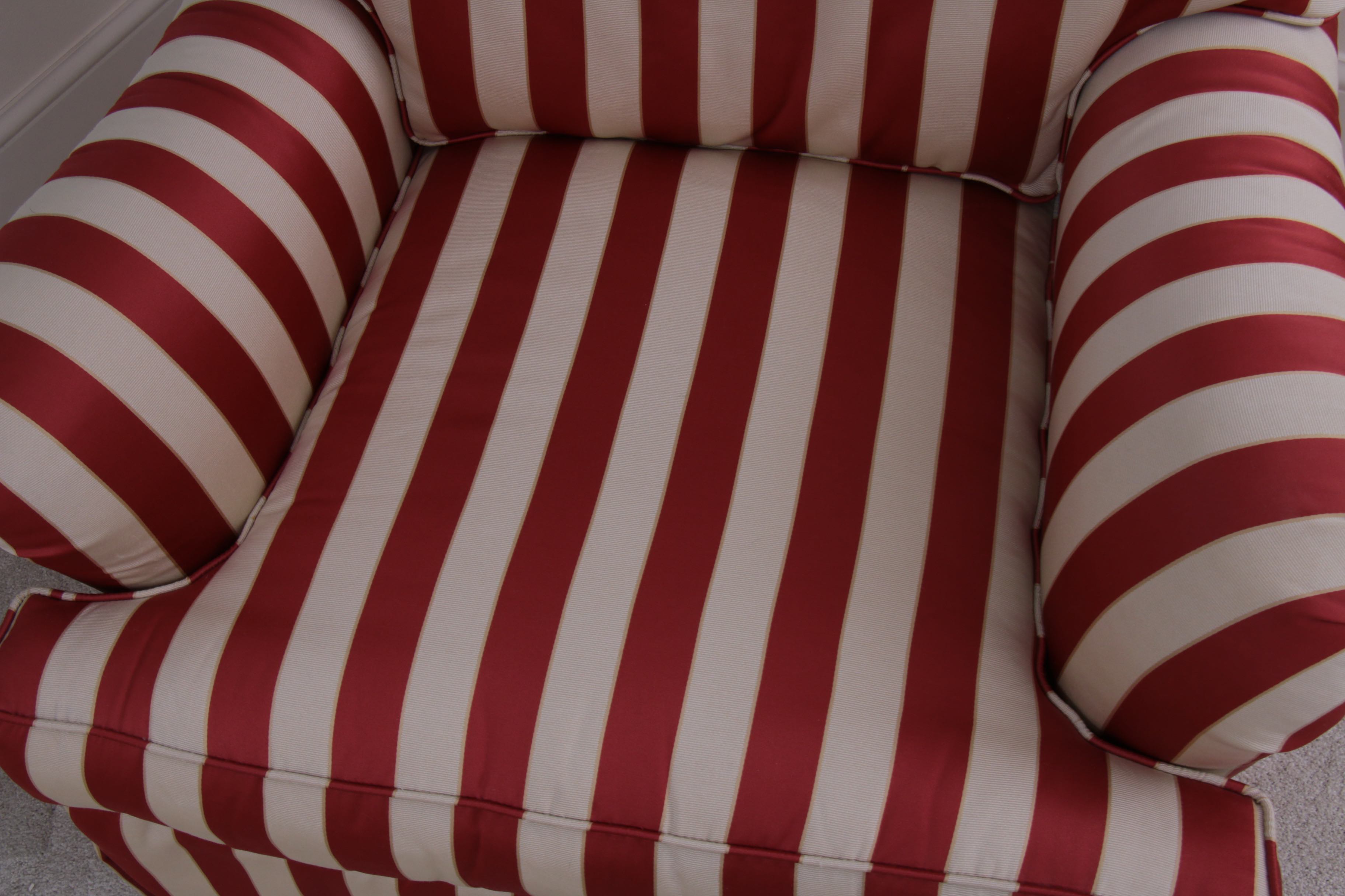 Century Furniture Striped Fabric Club Chair with Ottoman | EBTH