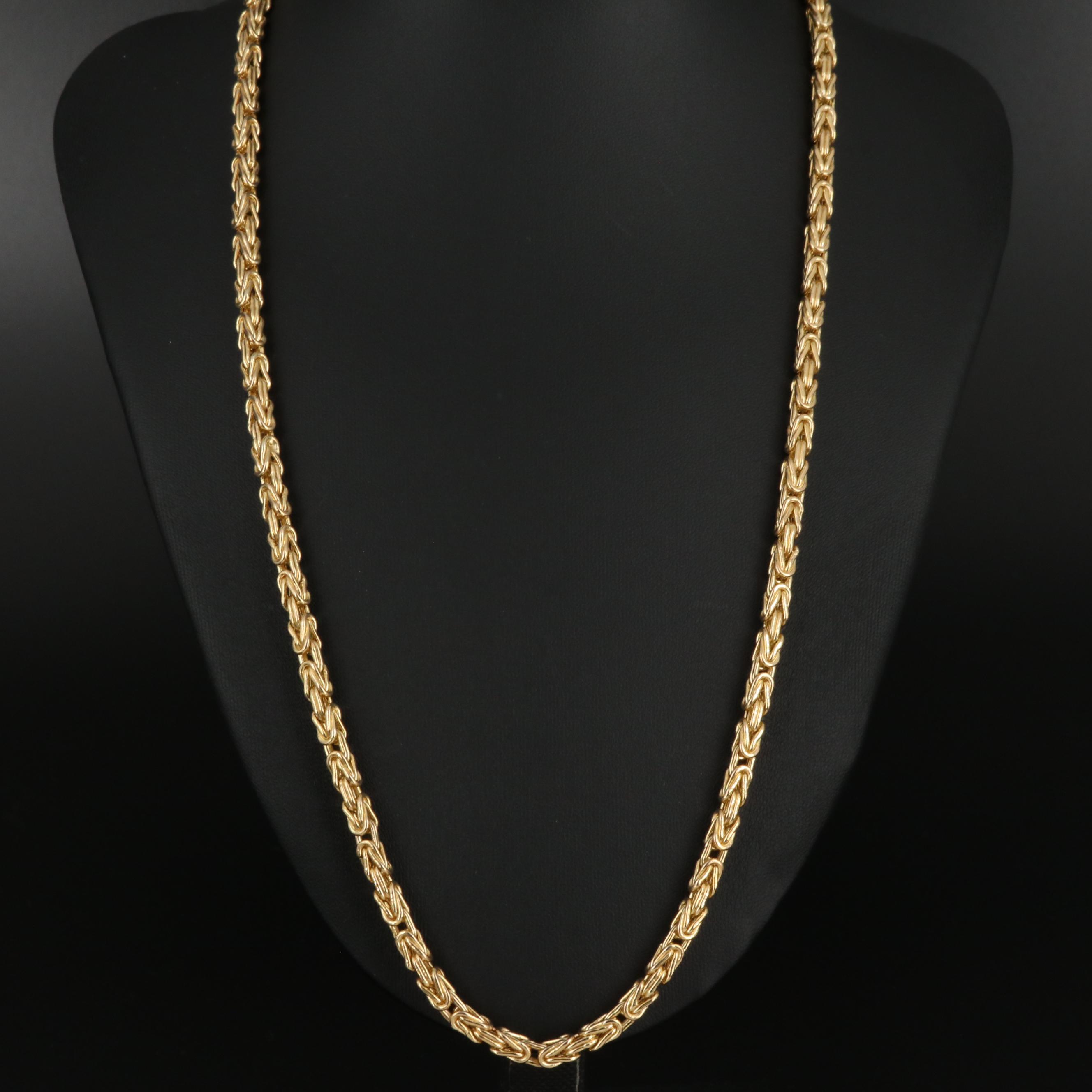 10K Square Byzantine Chain Necklace | EBTH