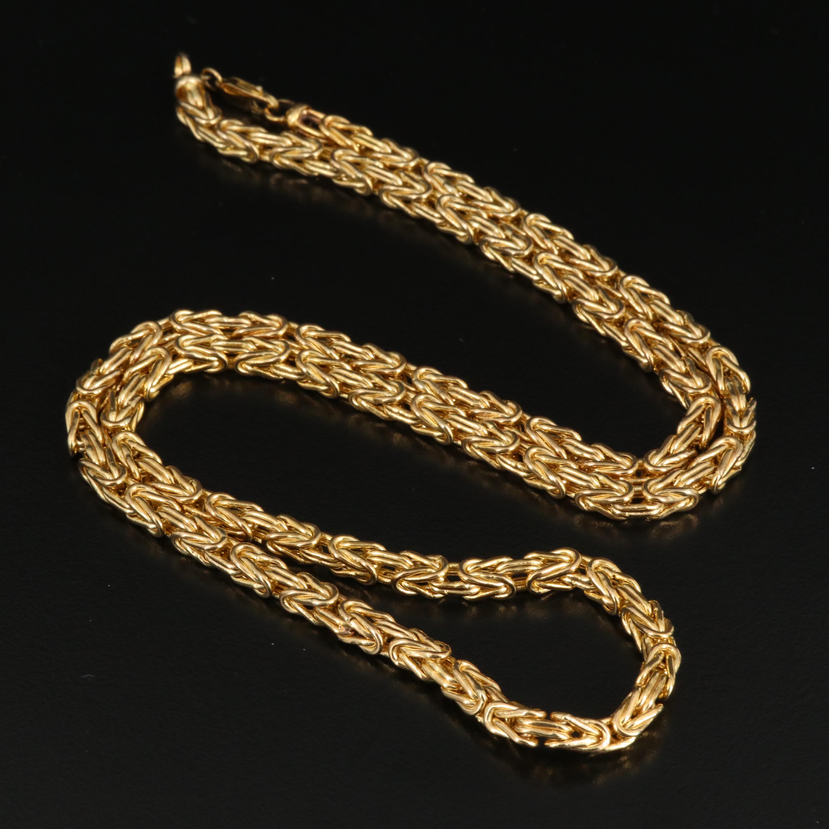 10K Square Byzantine Chain Necklace | EBTH