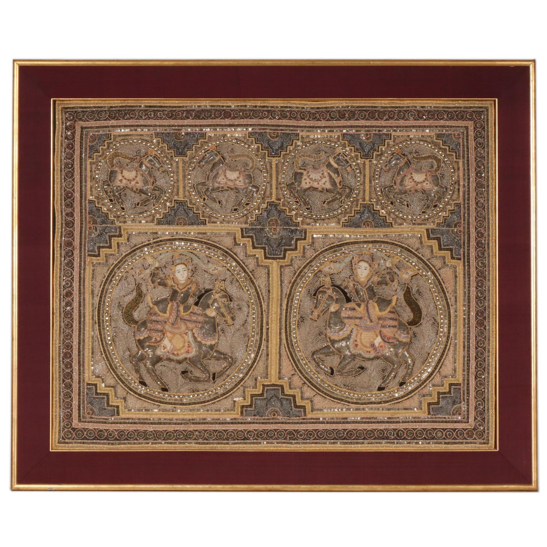 Burmese Hand-Embroidered Kalaga Textile Panel, Mid to Late 20th Century ...