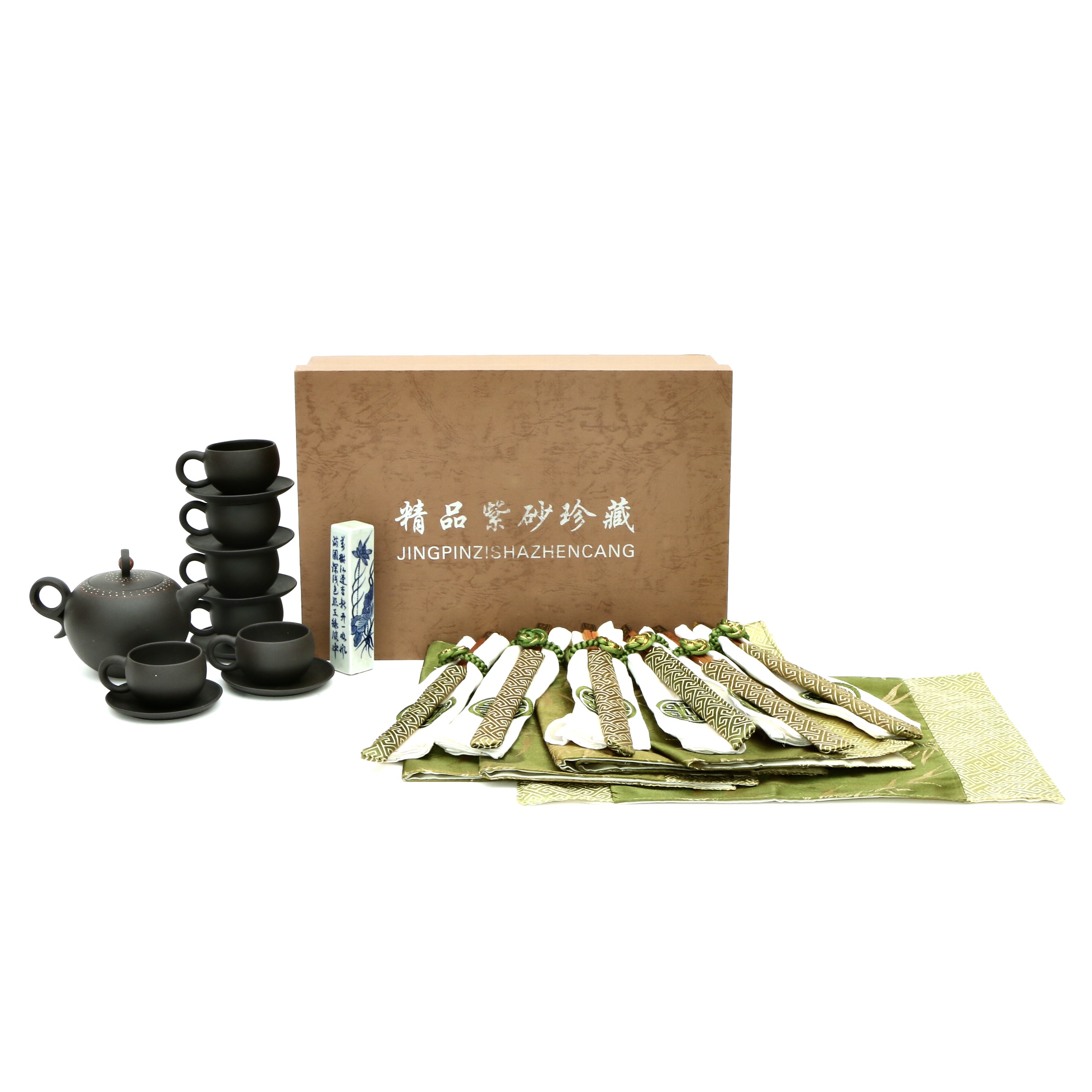 Jing Pin Zi Sha Zhen Cang Ceramic Six-Piece Tea Set, Chopsticks and ...