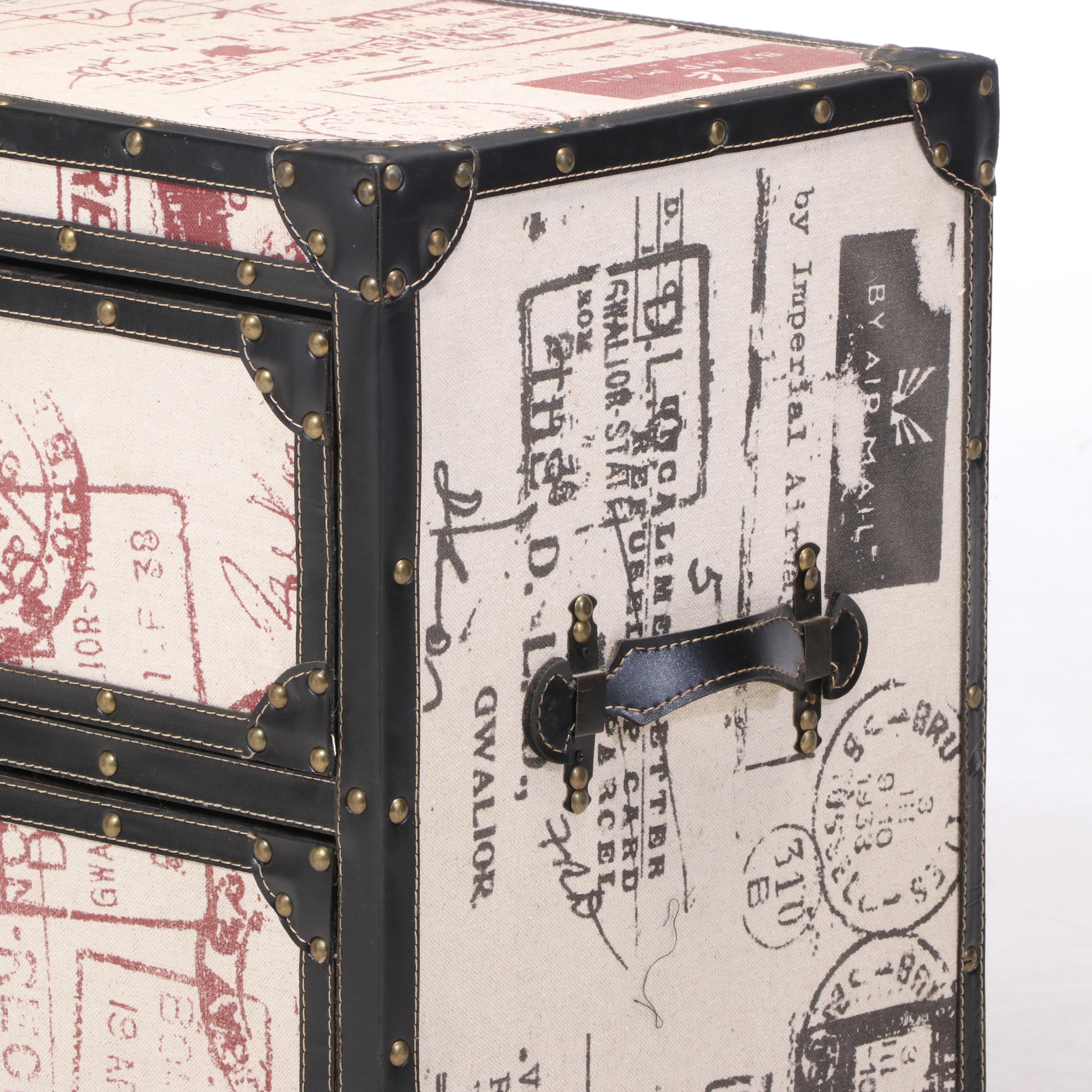 Pier 1 Imports "Rhodes" Canvas-Lined and Faux-Leather Steamer Trunk ...