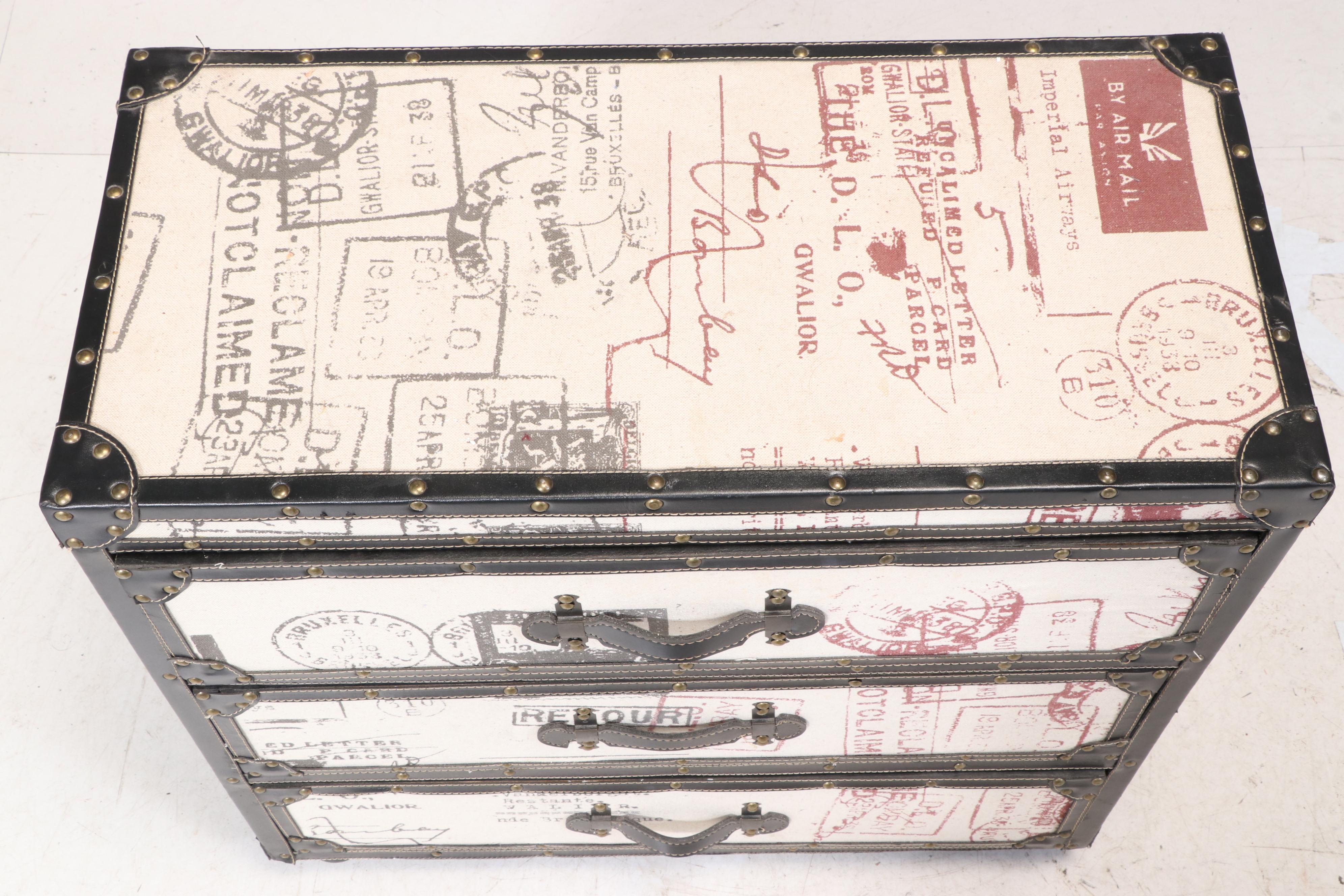 Pier 1 Imports "Rhodes" Canvas-Lined and Faux-Leather Steamer Trunk ...