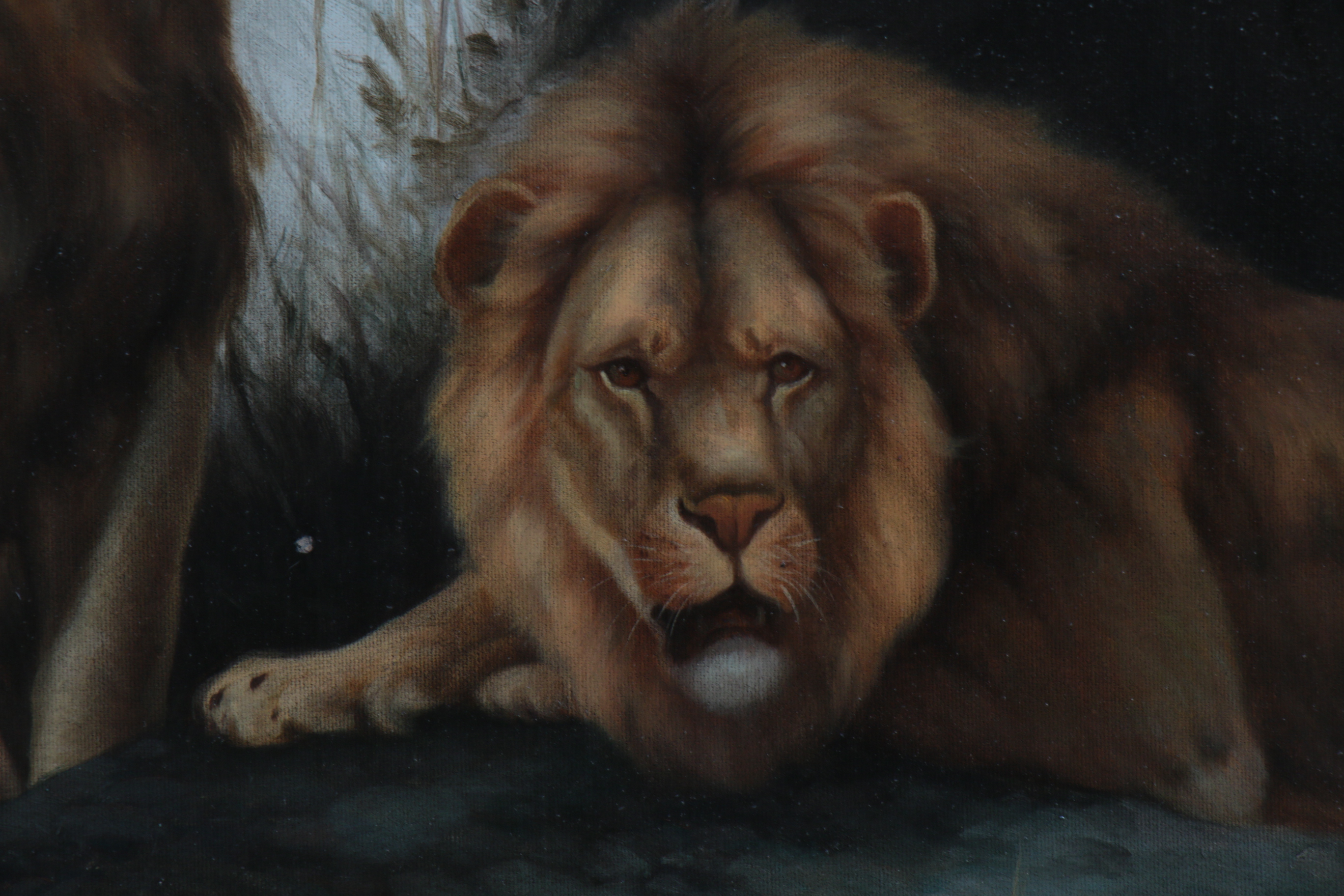 Jim Huff Oil Painting of Lions, Late 20th Century | EBTH