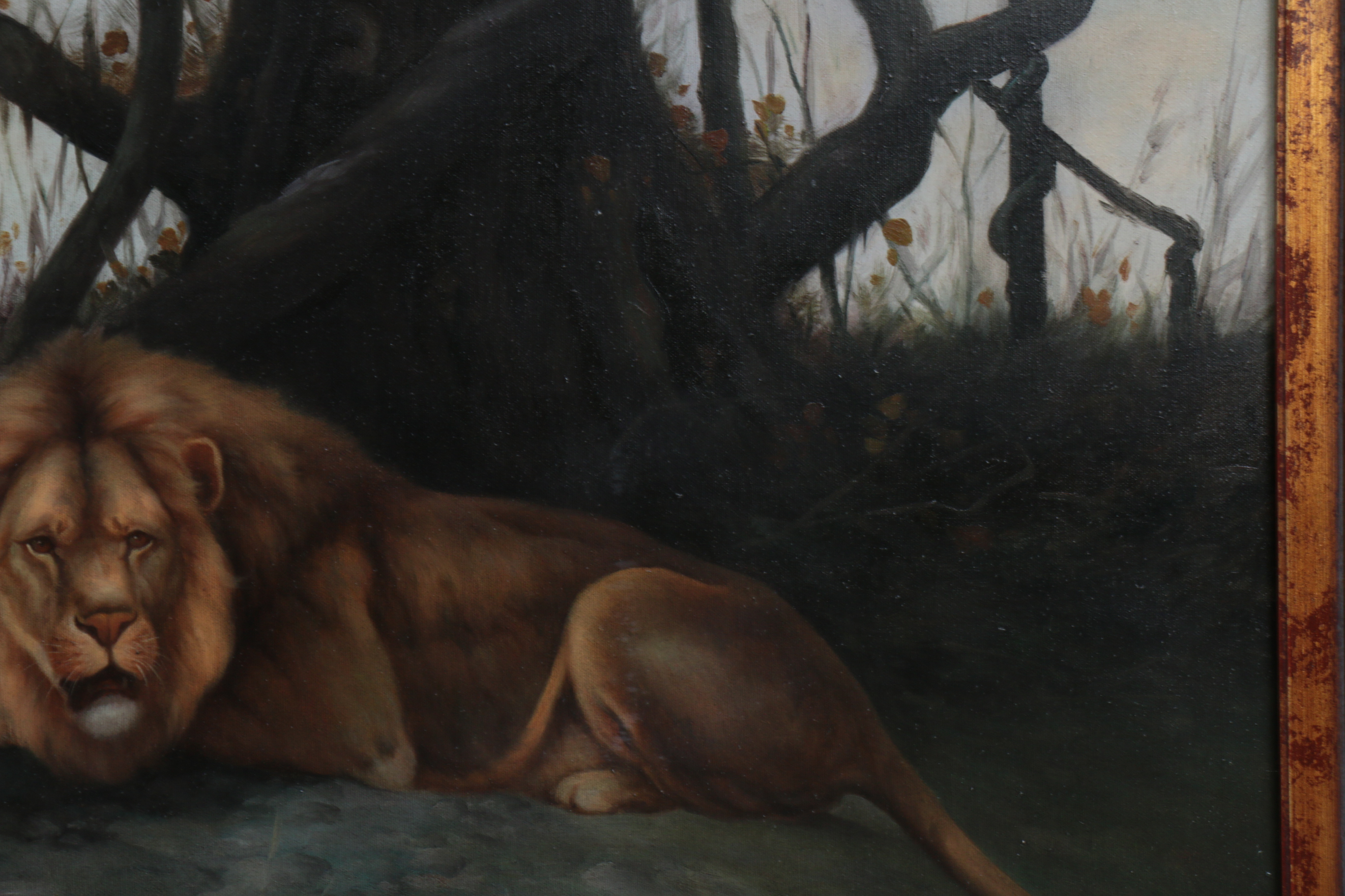 Jim Huff Oil Painting of Lions, Late 20th Century | EBTH