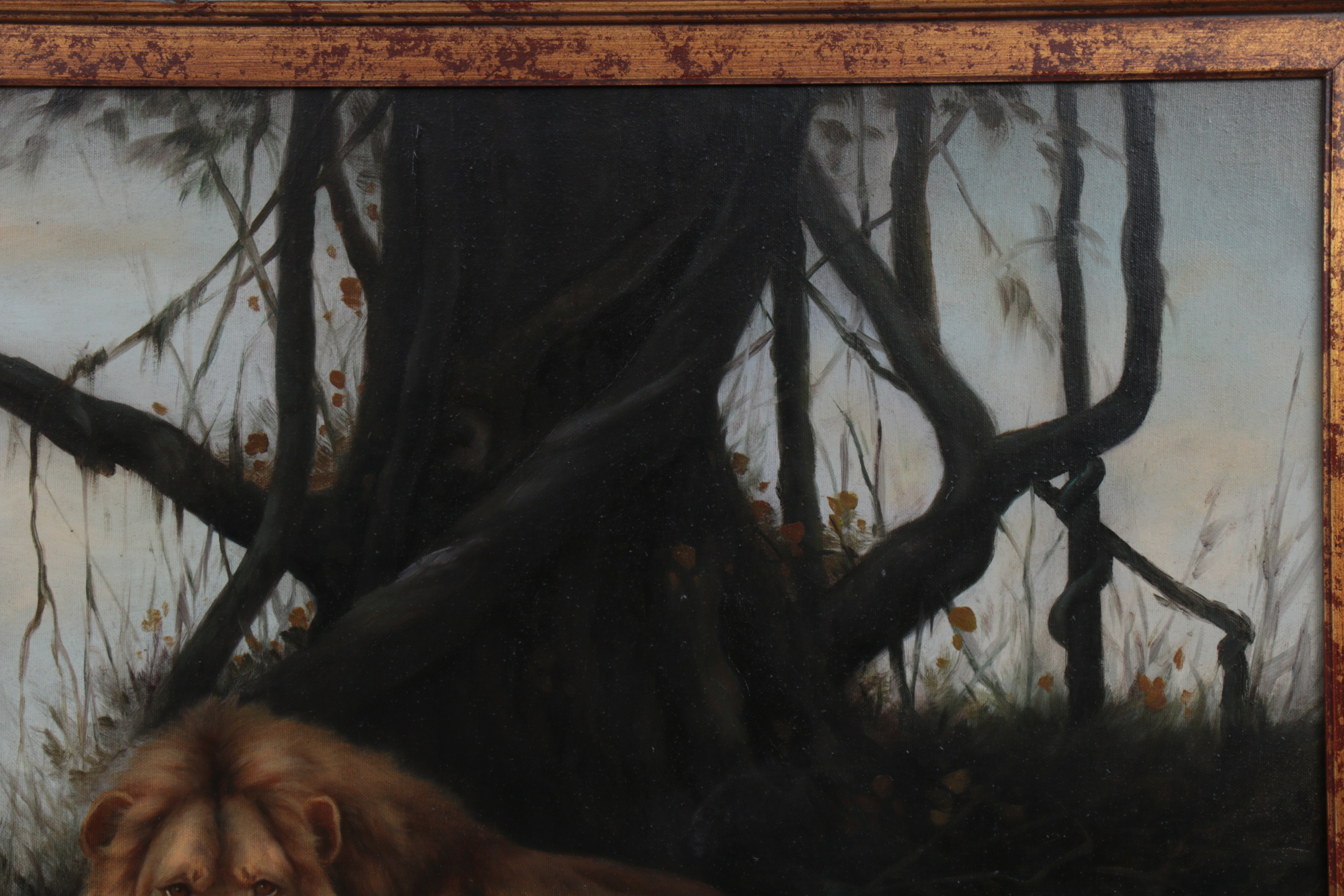 Jim Huff Oil Painting of Lions, Late 20th Century | EBTH