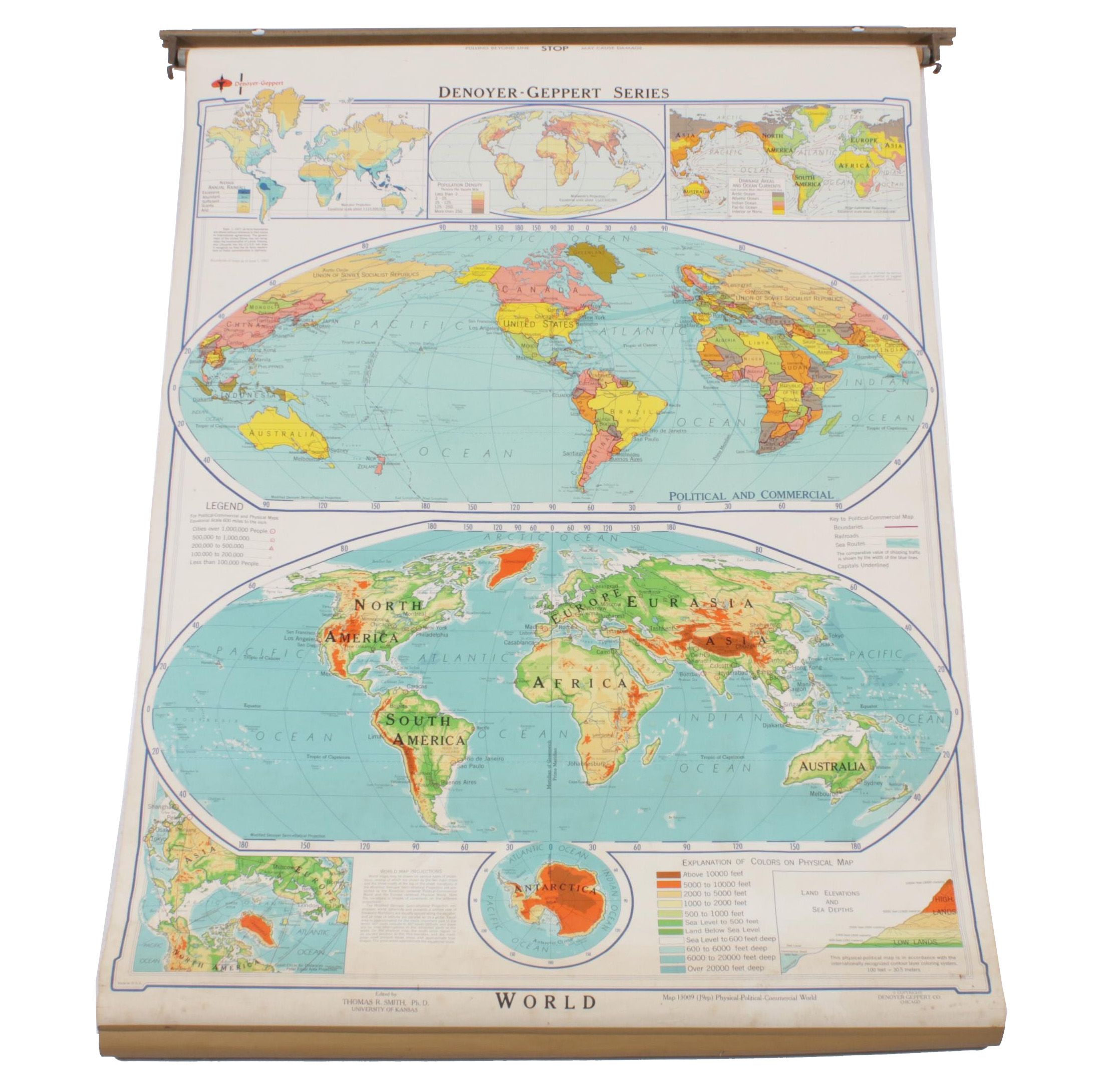 Denoyer-Geppert Retractable Wall-Mounted World Map, 1960s | EBTH
