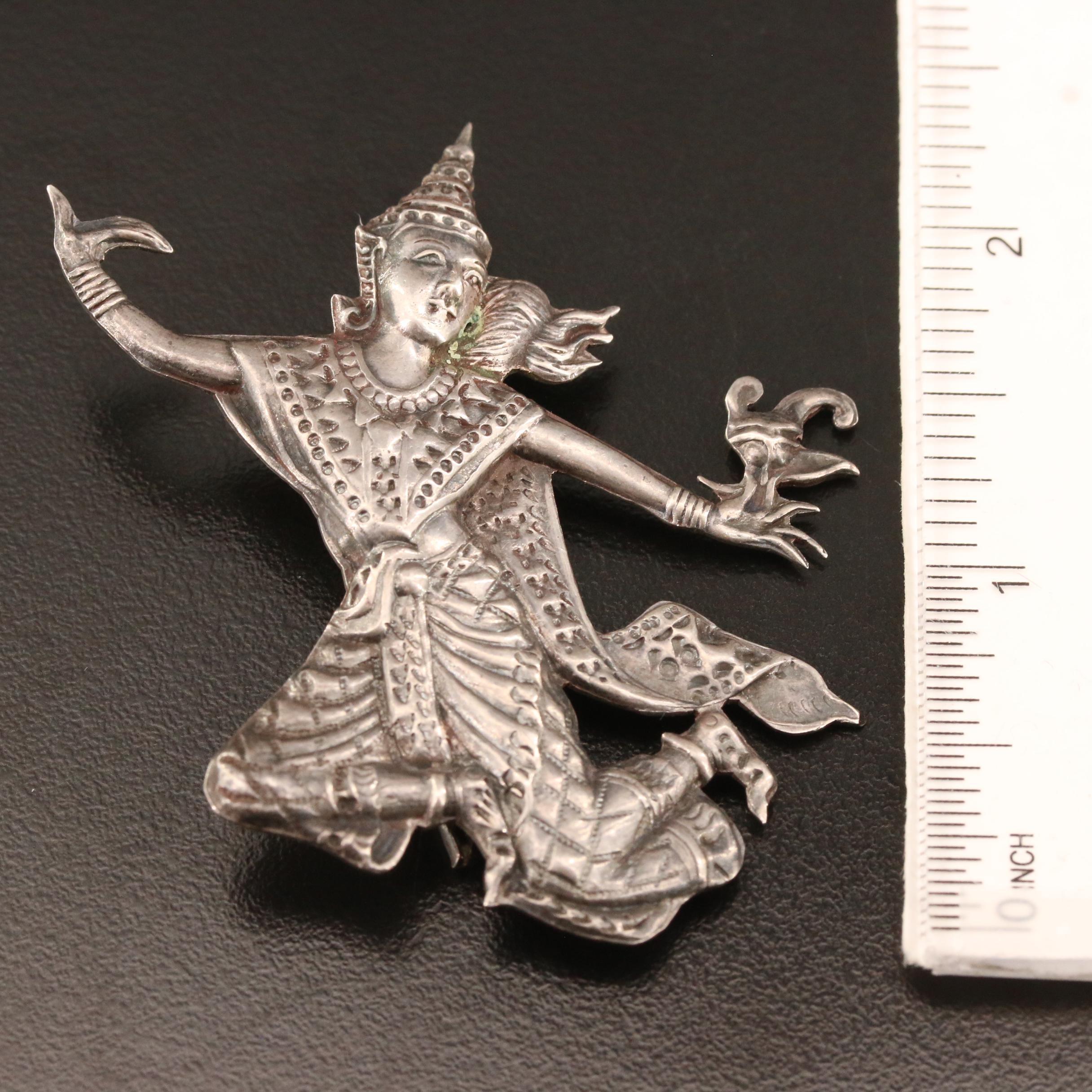 Siam Sterling Thai Dancer Brooch | EBTH