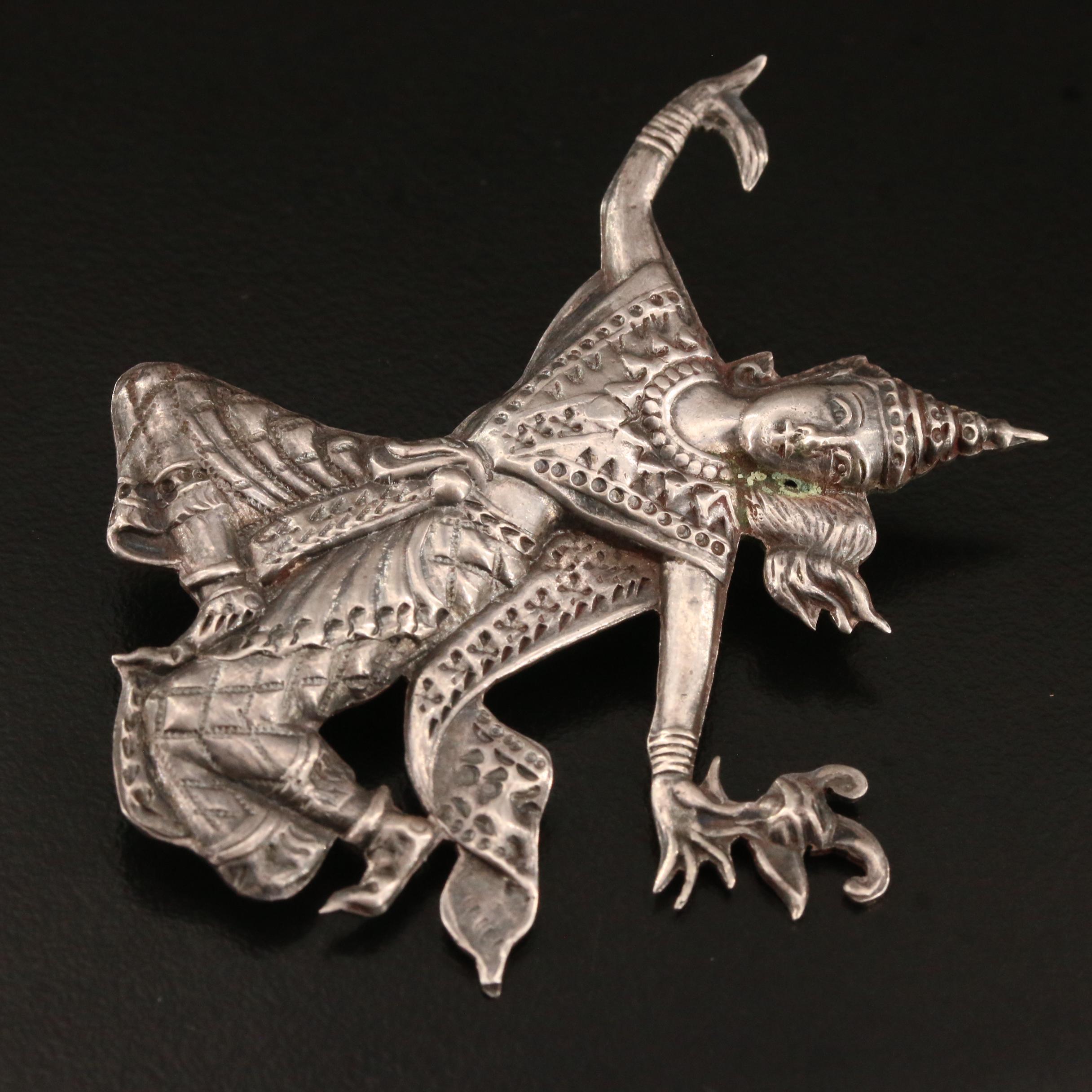 Siam Sterling Thai Dancer Brooch | EBTH