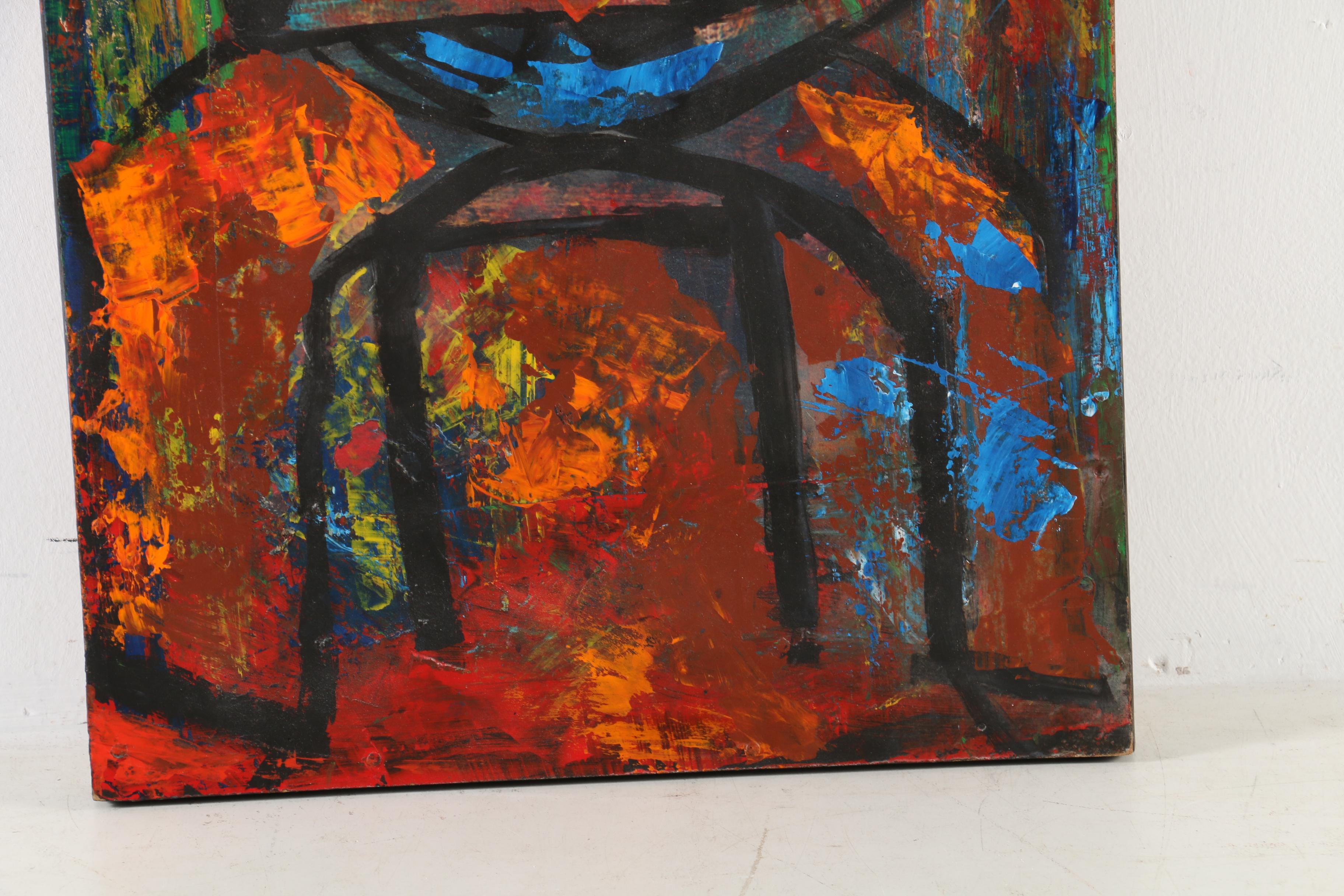 Jackson Collins Acrylic Painting of Hunched Figure | EBTH