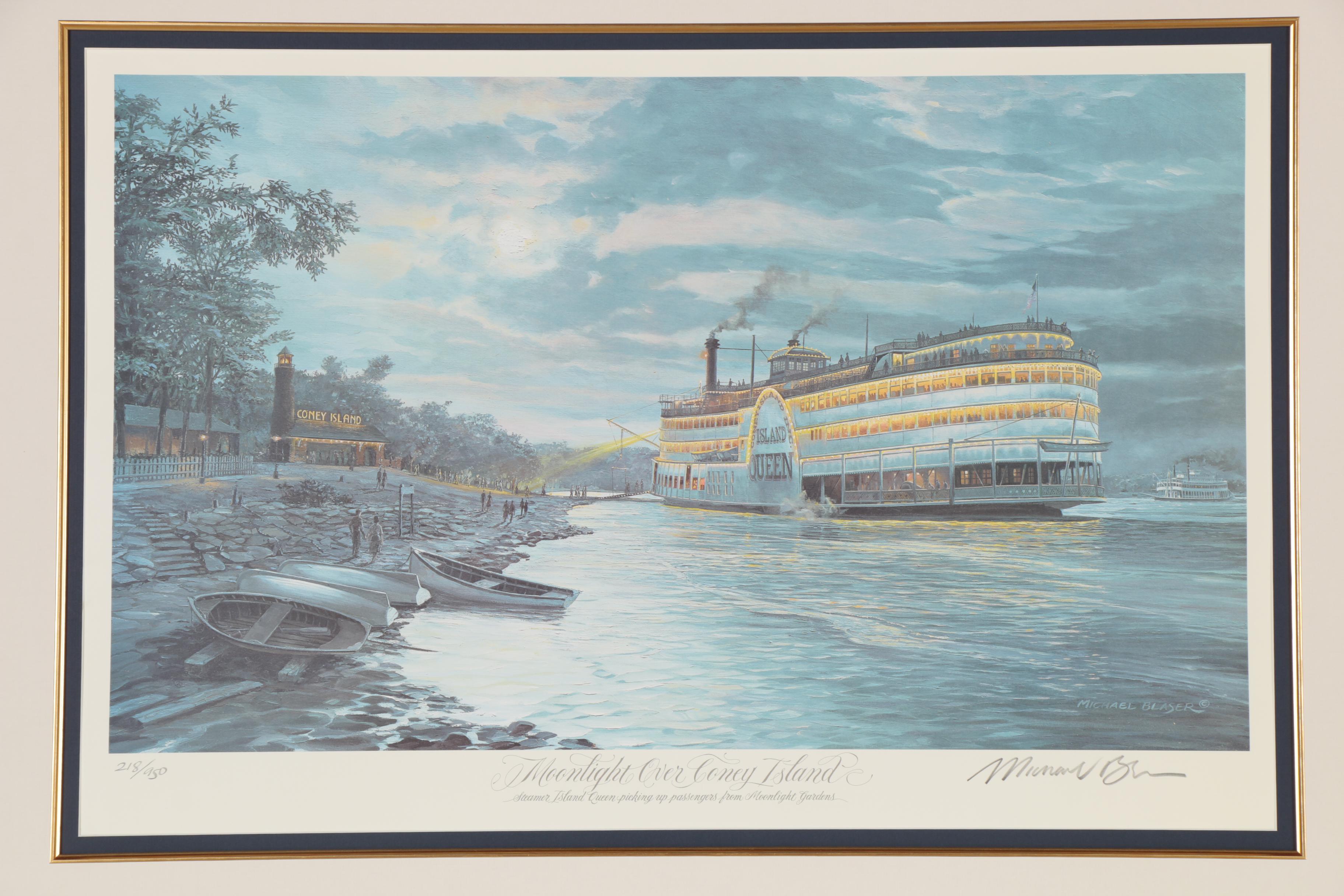 Michael Blaser Offset Lithograph "Moonlight over Coney Island" | EBTH