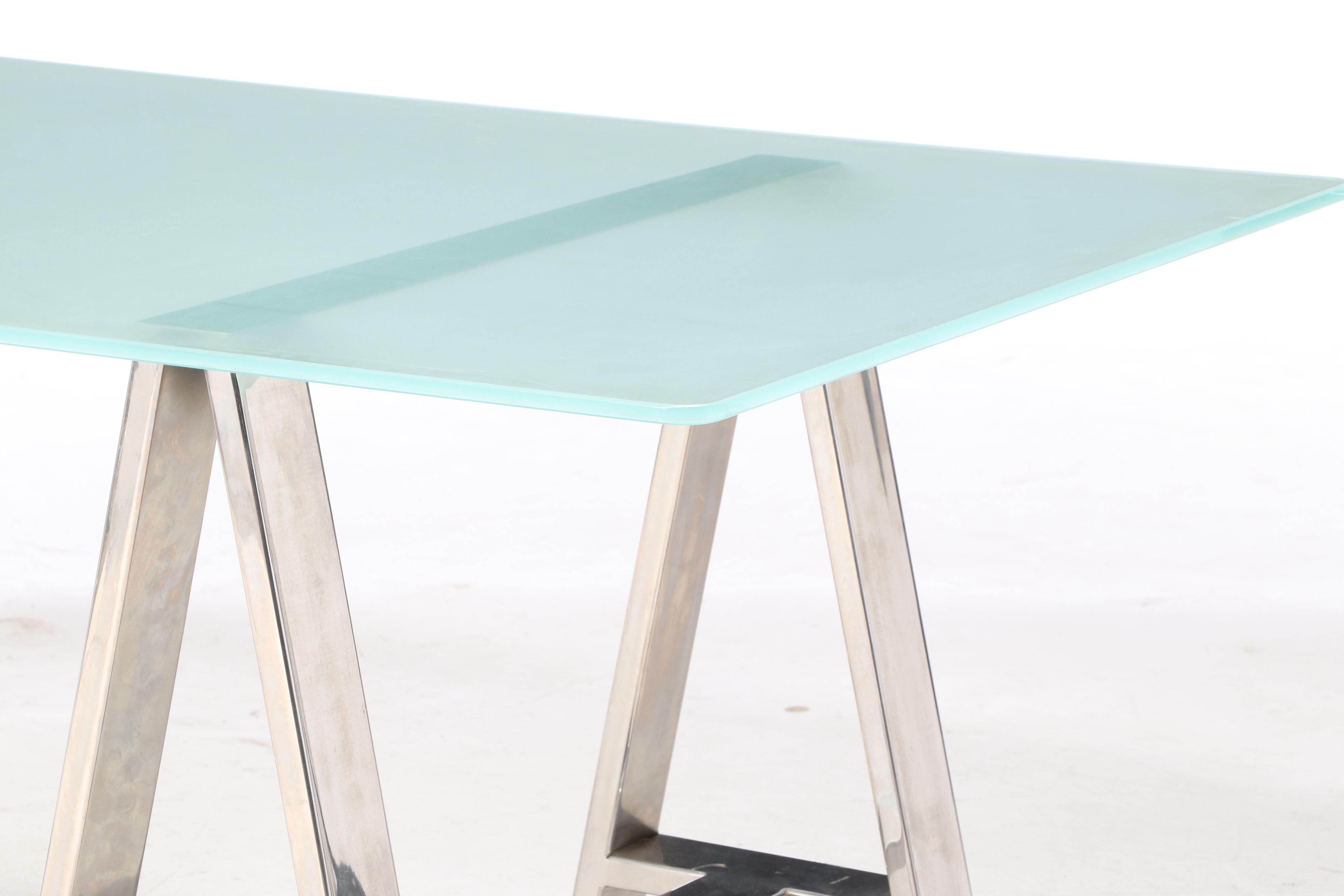 Contemporary Modern Glass and Chrome Office Desk | EBTH