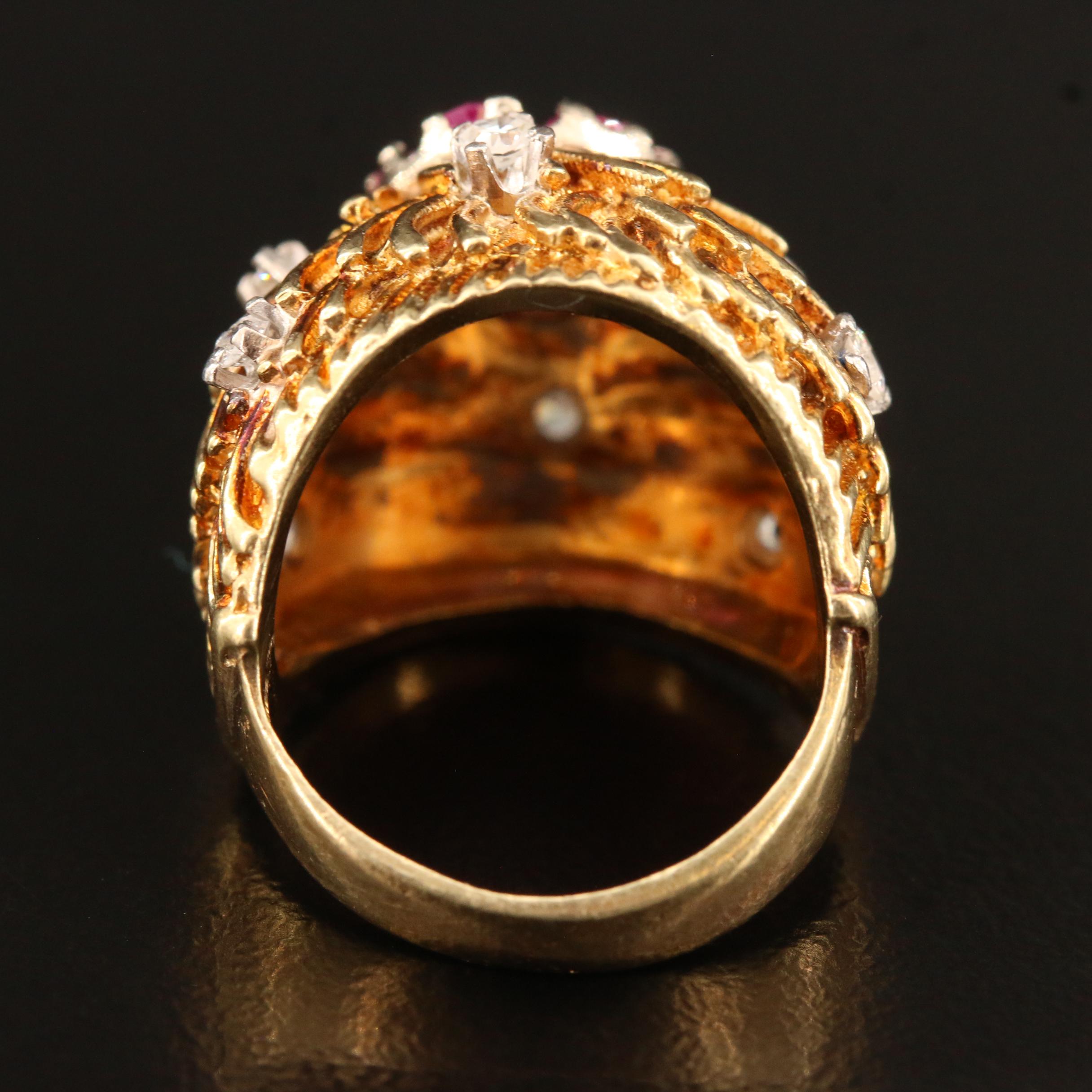 14K Diamond and Ruby Domed Ring | EBTH