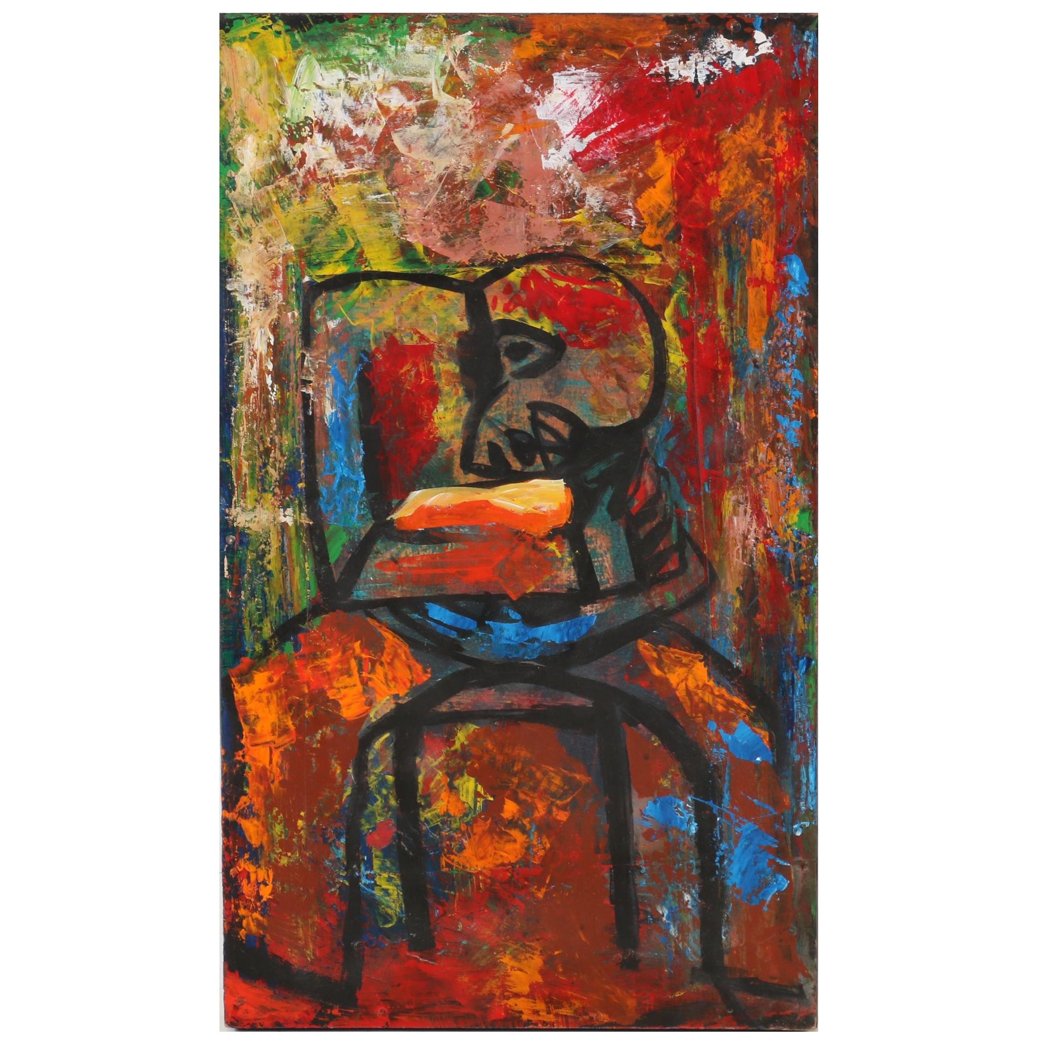 Jackson Collins Acrylic Painting of Hunched Figure | EBTH