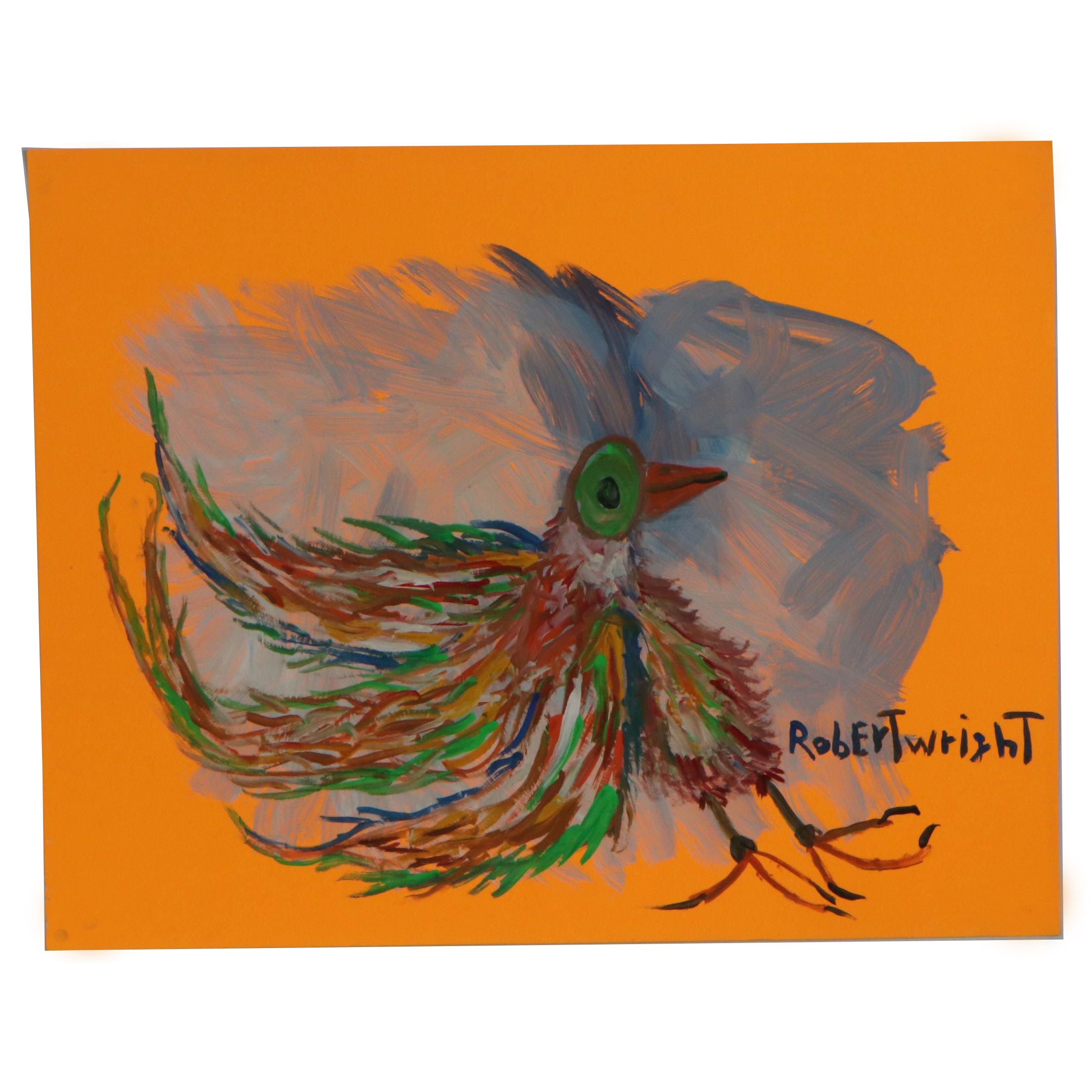 Robert Wright Folk Art Acrylic Painting of a Bird, circa 2004 | EBTH