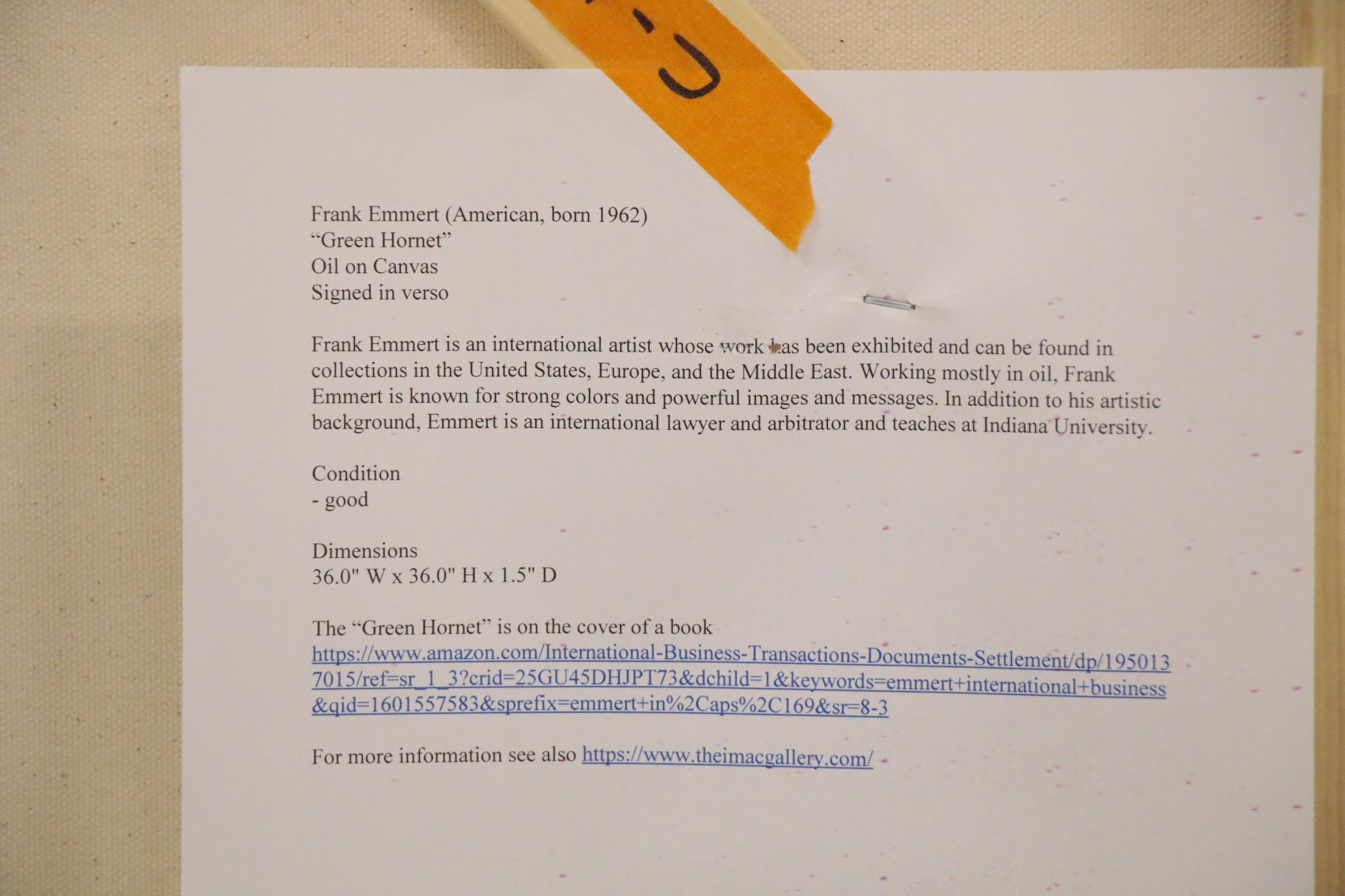 Frank Emmert Op Art Oil Painting "Green Hornet" | EBTH