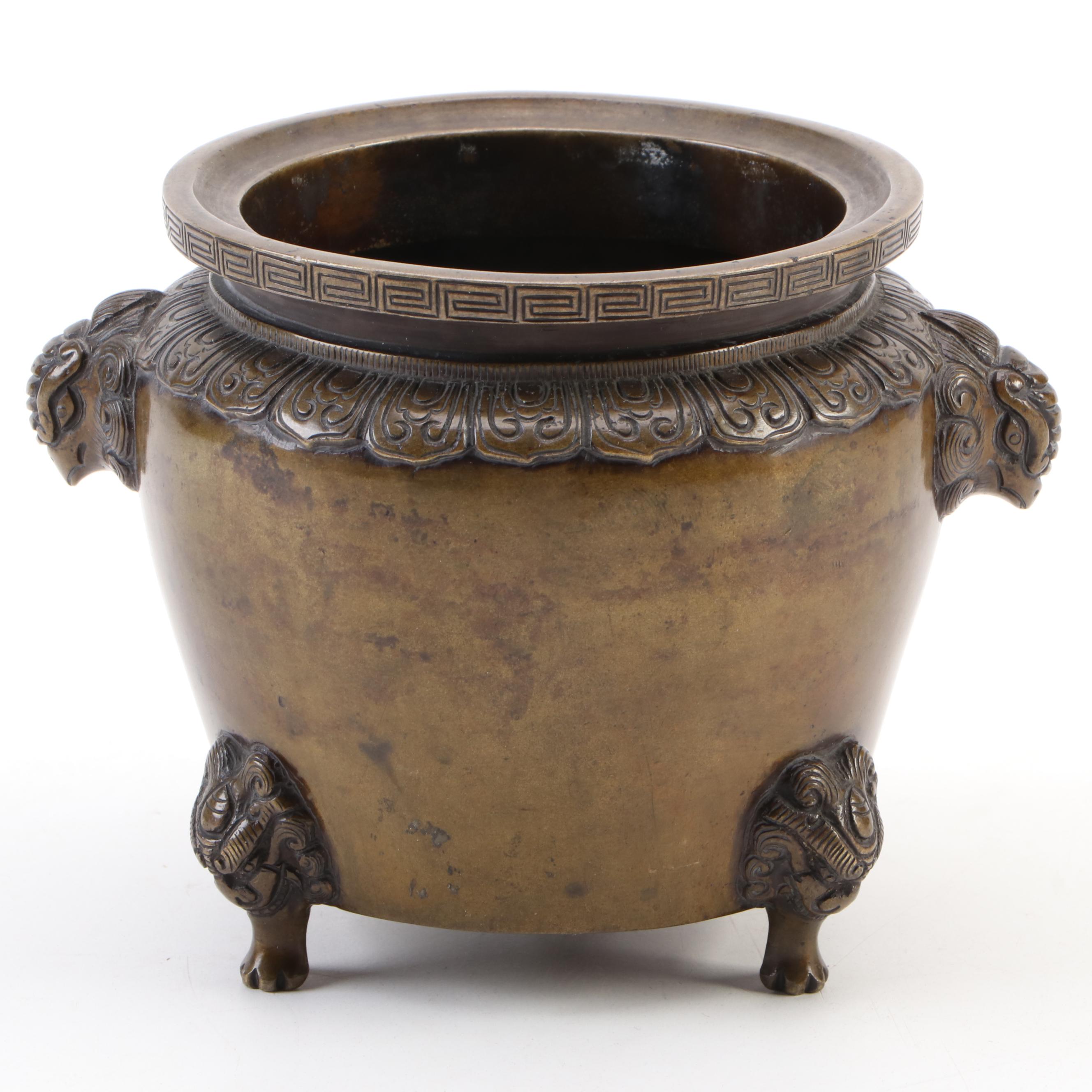 Chinese Cast Bronze Tripod Censer with Phoenix Head Handles, Antique | EBTH