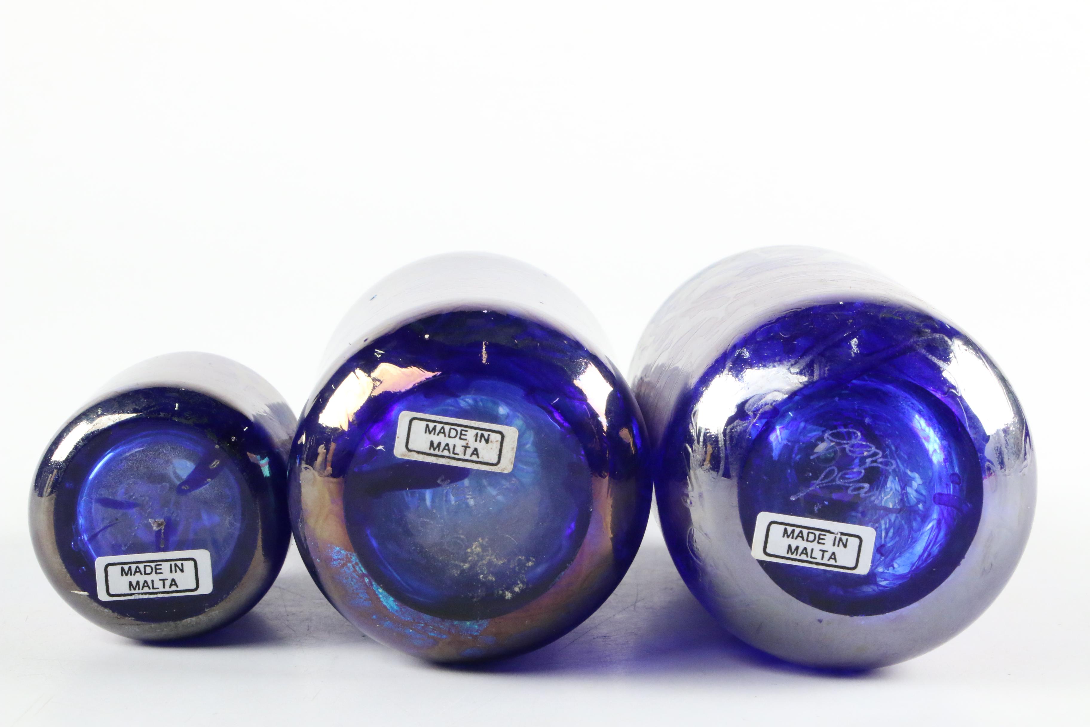 Gozo Iridescent Art Glass Bottles with Stoppers | EBTH