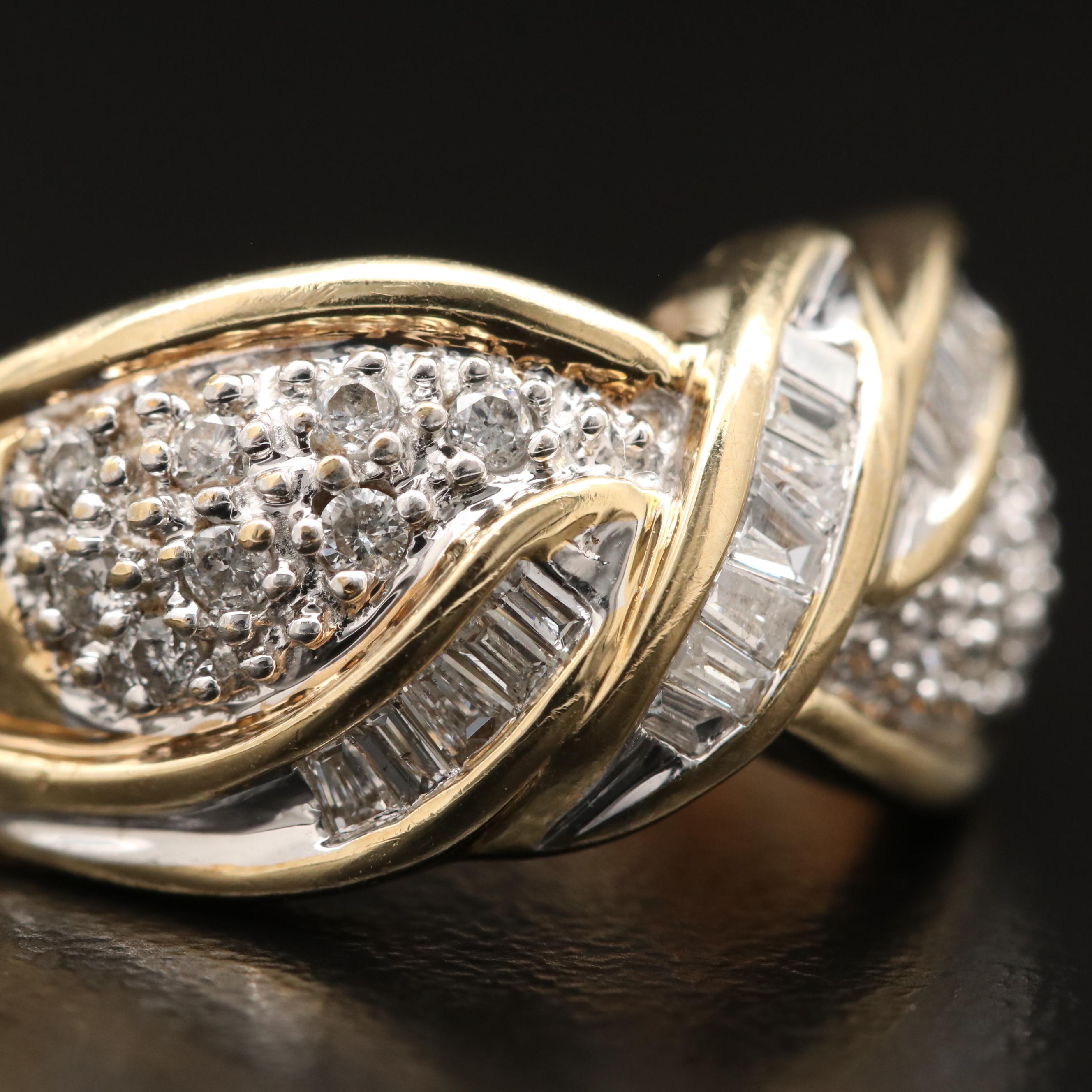 14K Diamond Crossover Ring | EBTH