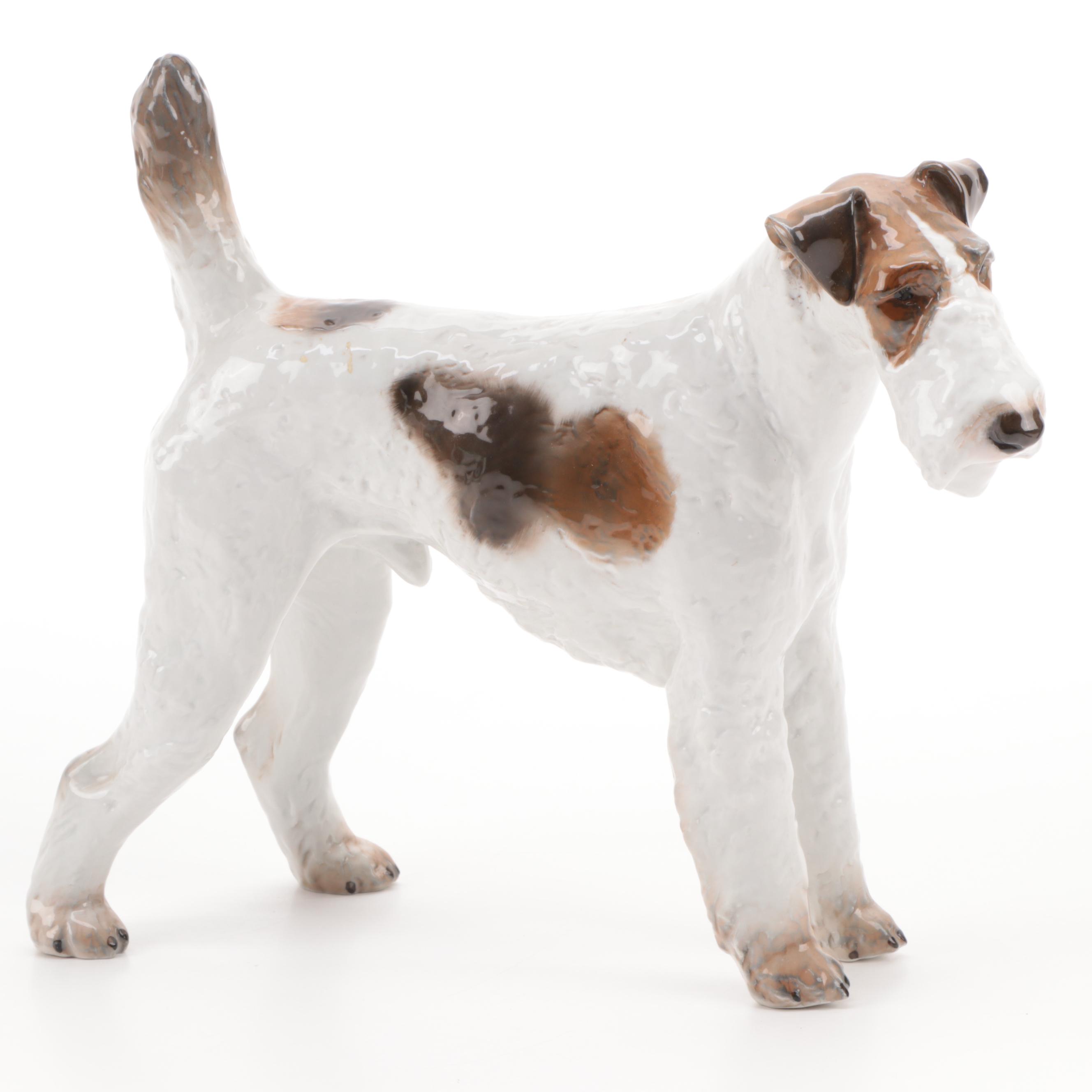 Rosenthal Hand-Painted Porcelain Wire Fox Terrier Figurine, Mid-20th ...