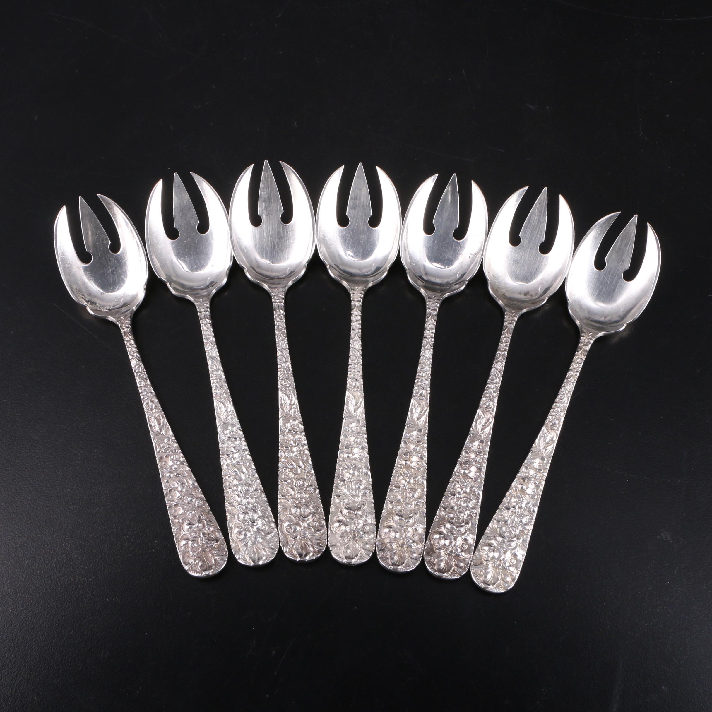 Stieff "Rose" Repoussé Sterling Silver Ice Cream Forks | EBTH