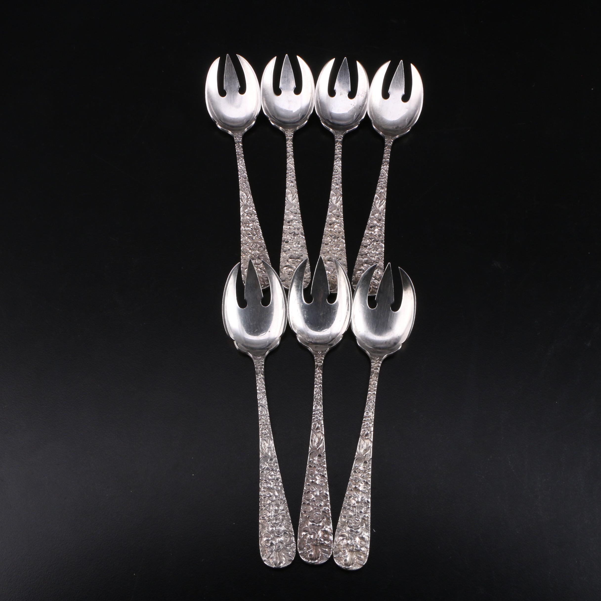 Stieff "Rose" Repoussé Sterling Silver Ice Cream Forks | EBTH