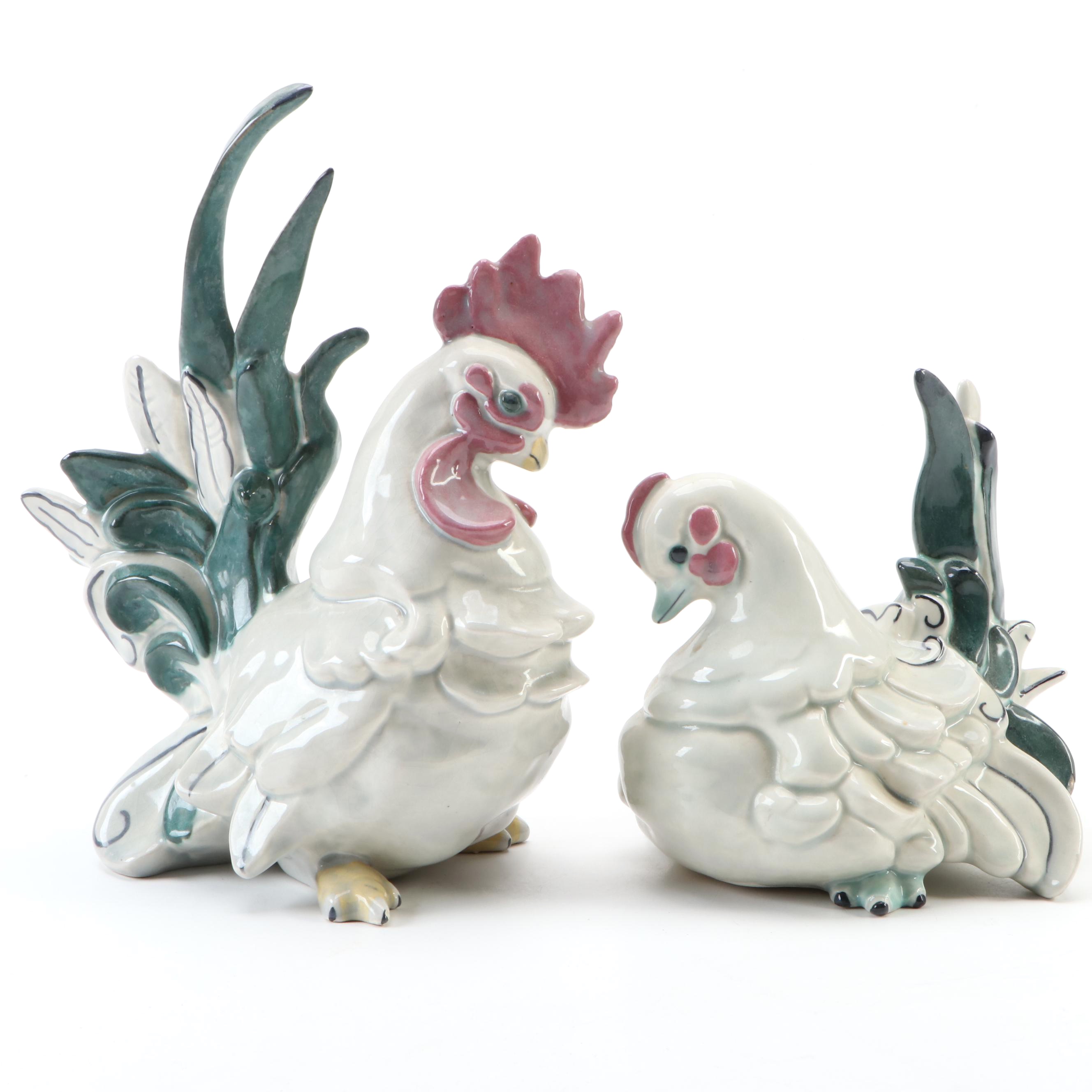Kay Finch Ceramic Hen and Rooster Figurines | EBTH