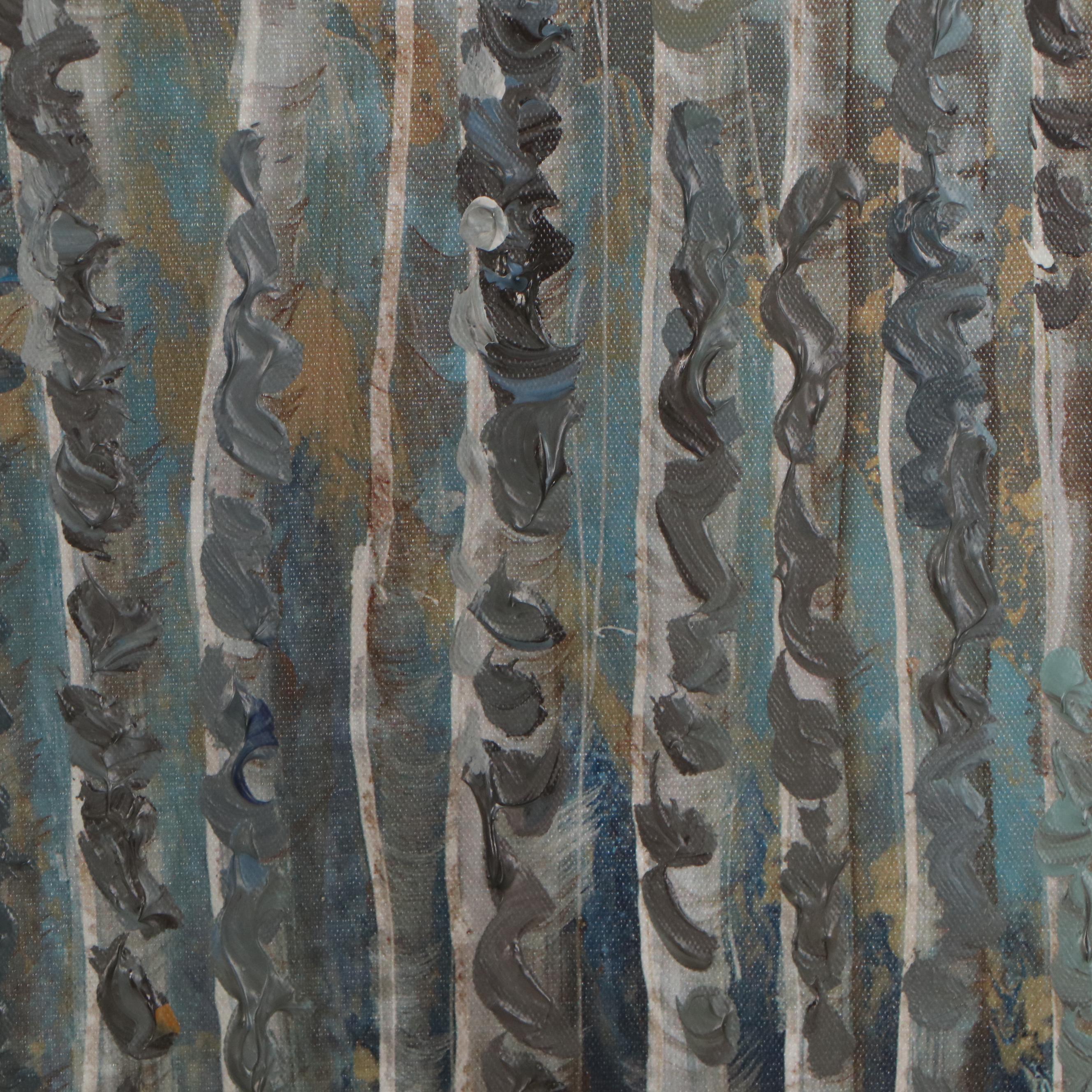 Hand-Embellished Inkjet Print "Blue Birch", 21st Century | EBTH