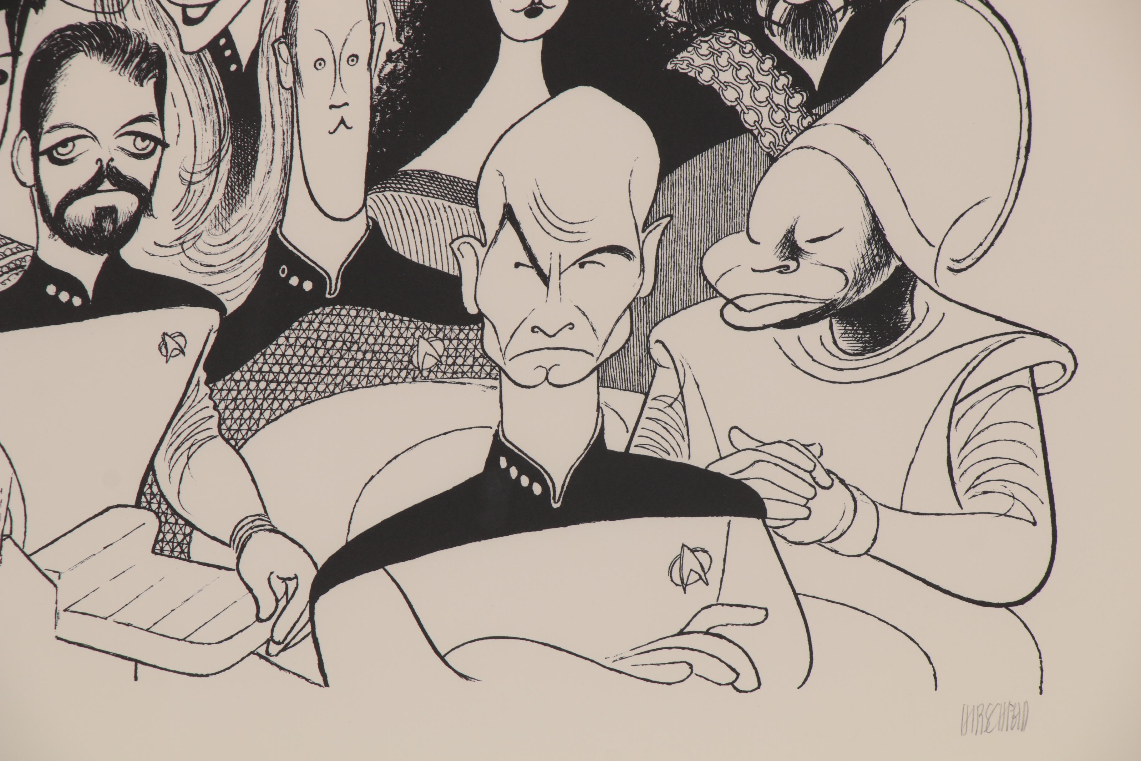 Albert Hirschfeld Lithograph of Cast of "Star Trek: The Next Generation ...