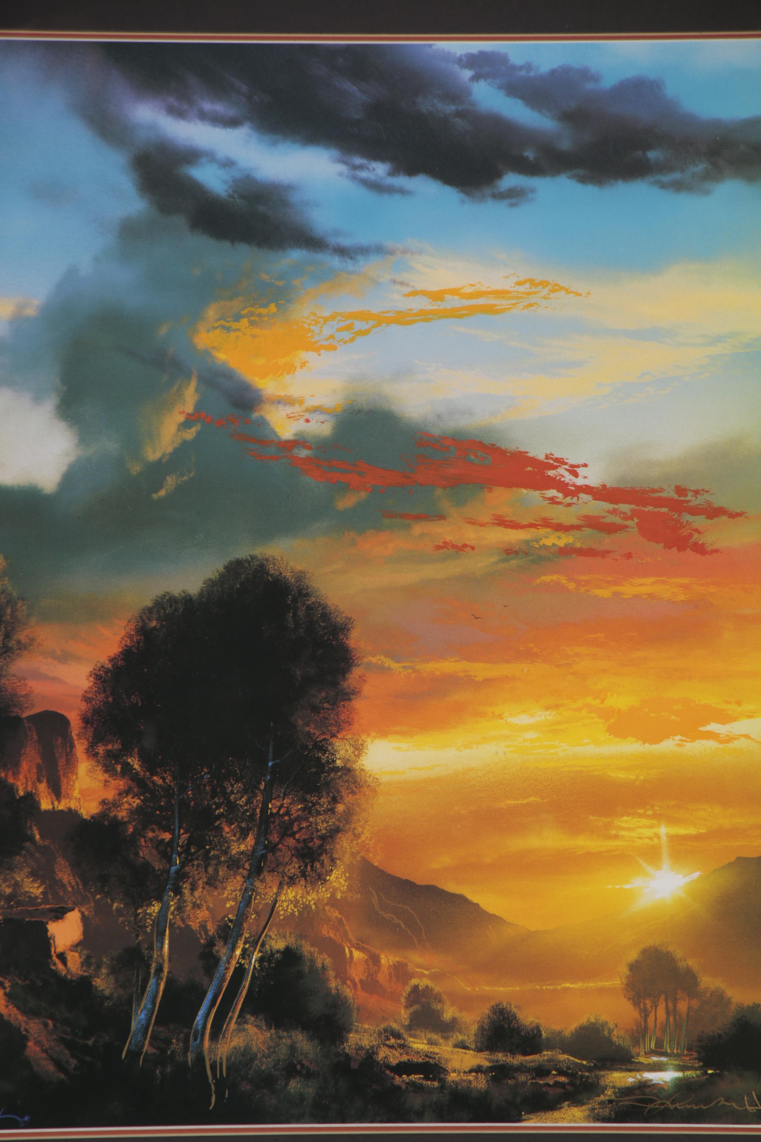 Dale TerBush Embellished Offset Lithograph of Sunset Landscape | EBTH