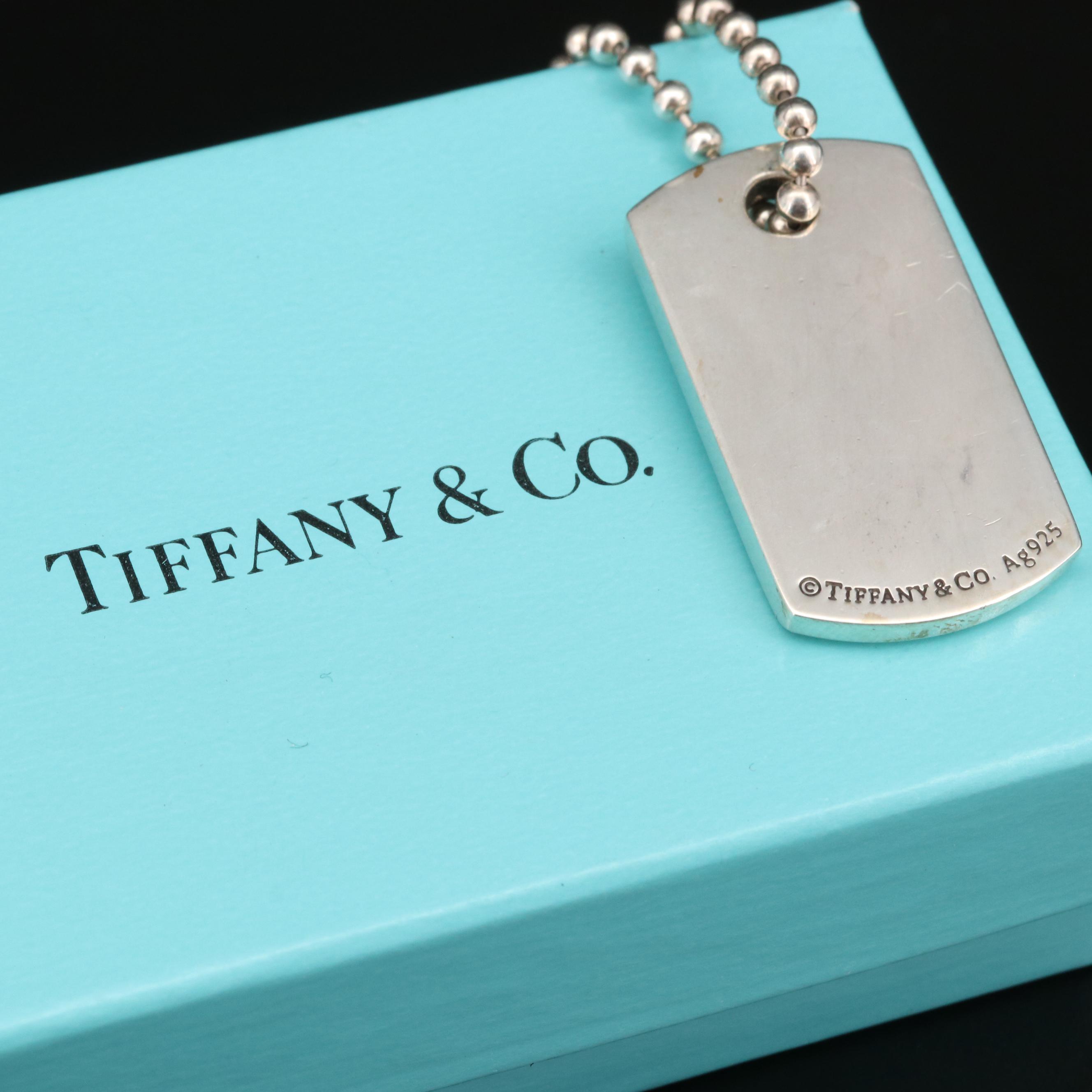 Tiffany & Co. Sterling Silver "Tiffany 1837" Maker's ID Tag Pendant ...