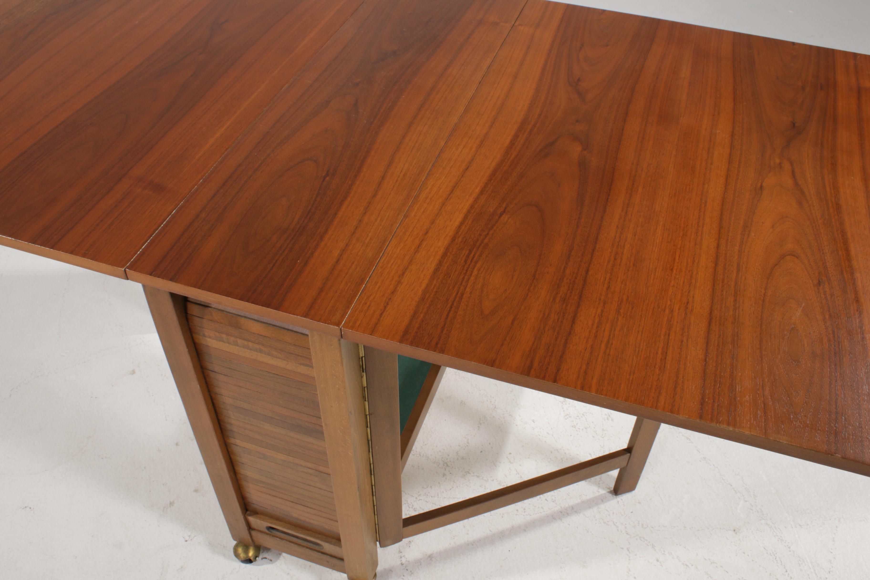 Mid Century Modern Gate-Leg Storage Table Five-Piece Set with Folding ...