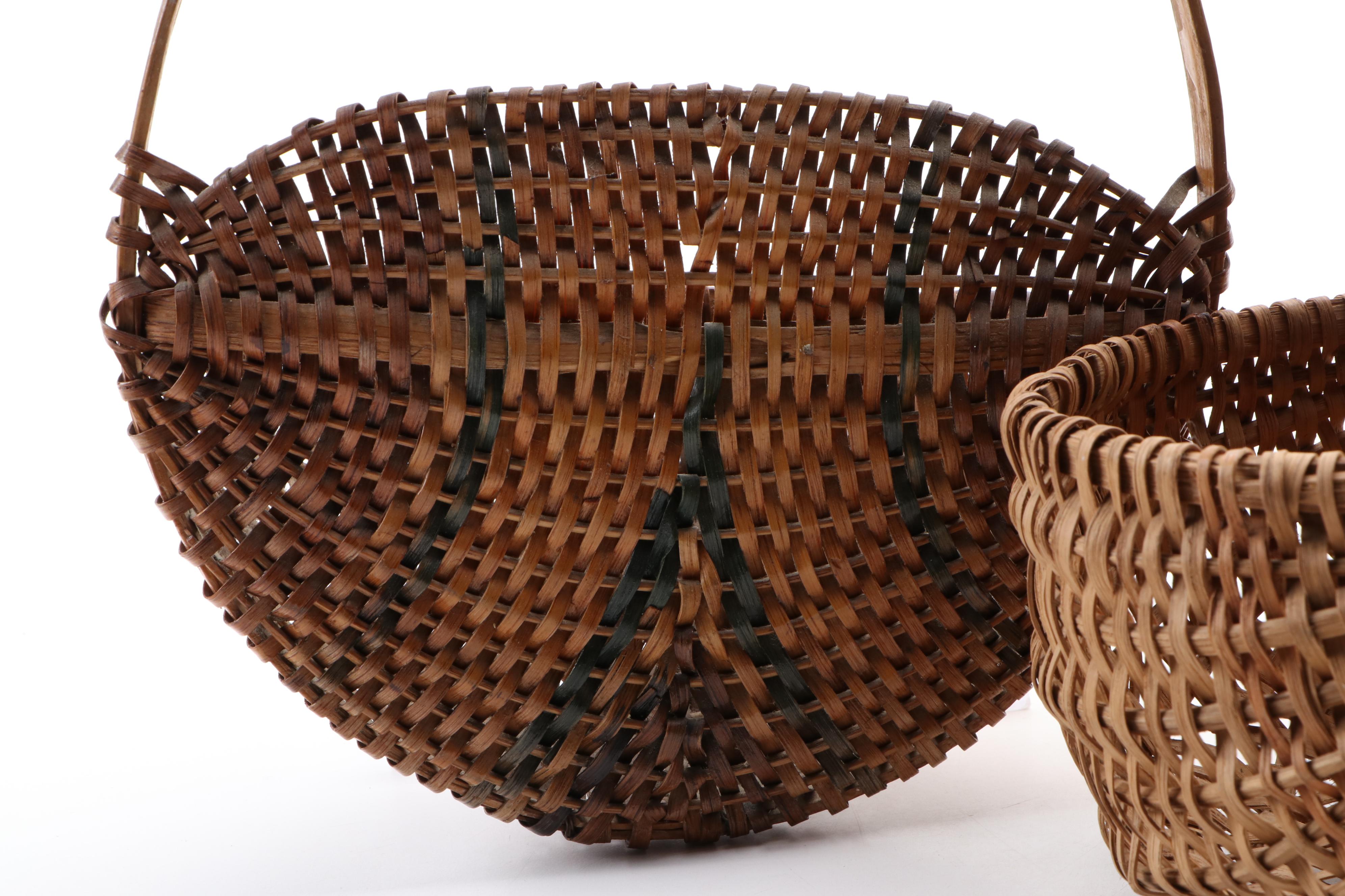 American Splint Woven Oak Melon and Flat Back Baskets, Antique | EBTH